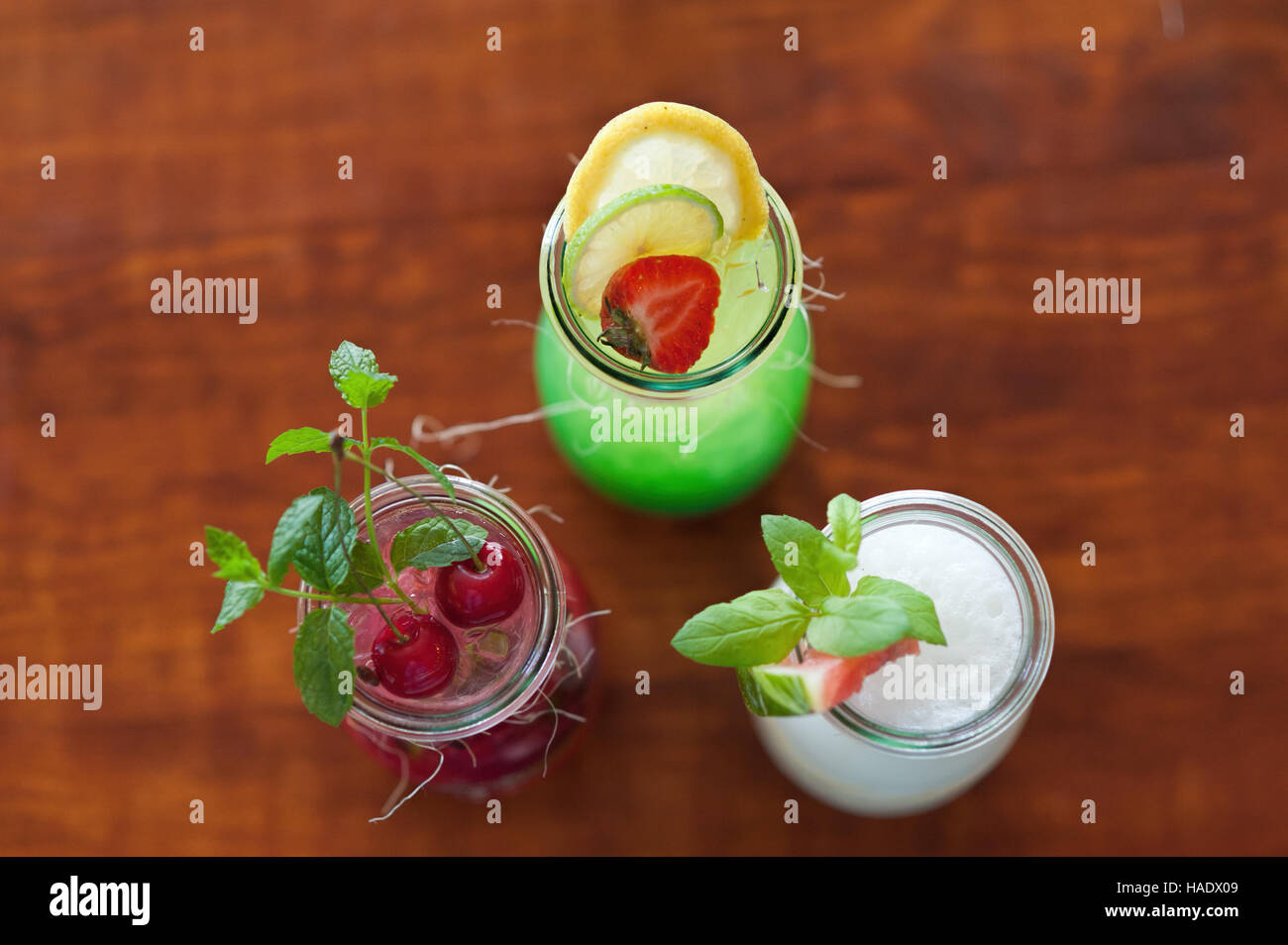 Colorful drinks and beverages on the table Stock Photo - Alamy