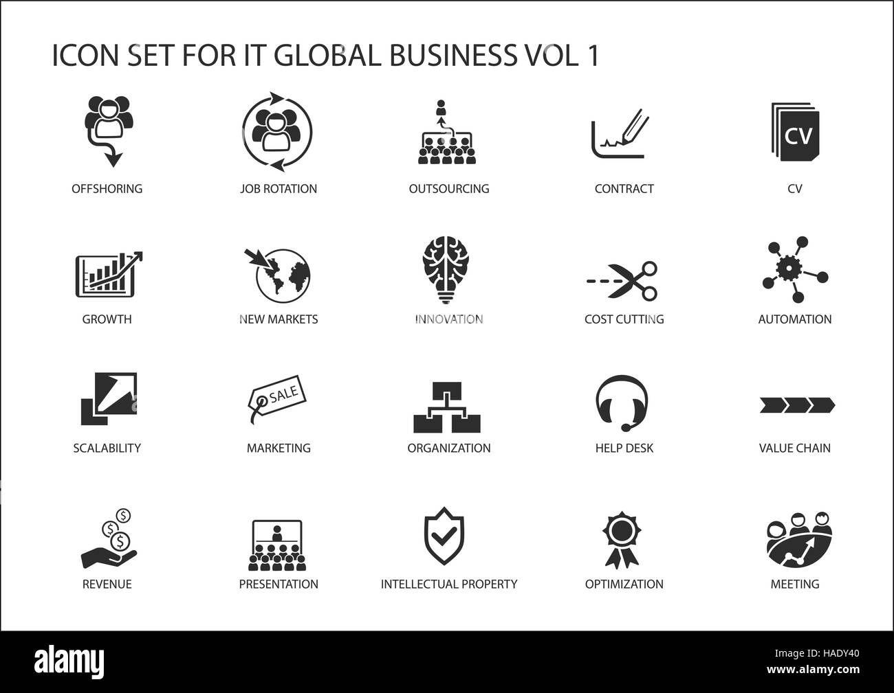 Reusable generic vector icon set for business presentations and slides ...