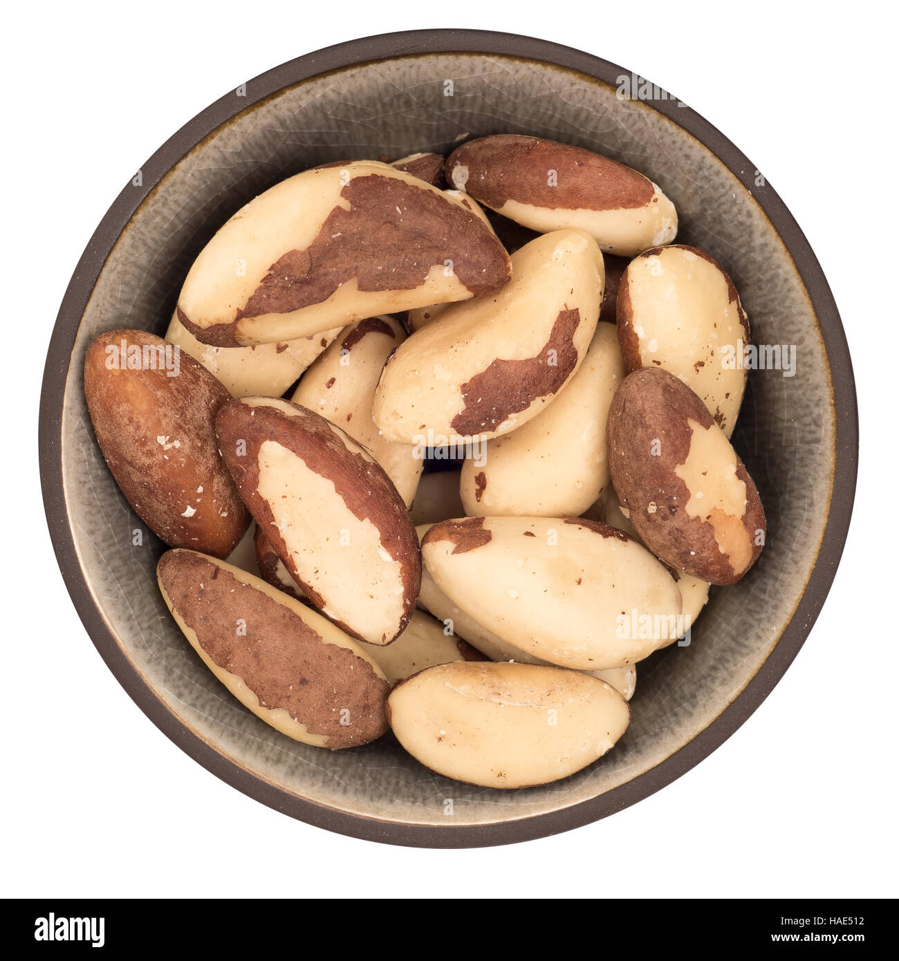 Organic Brazil Nuts in Bowl Isolated Top Stock Photo - Alamy