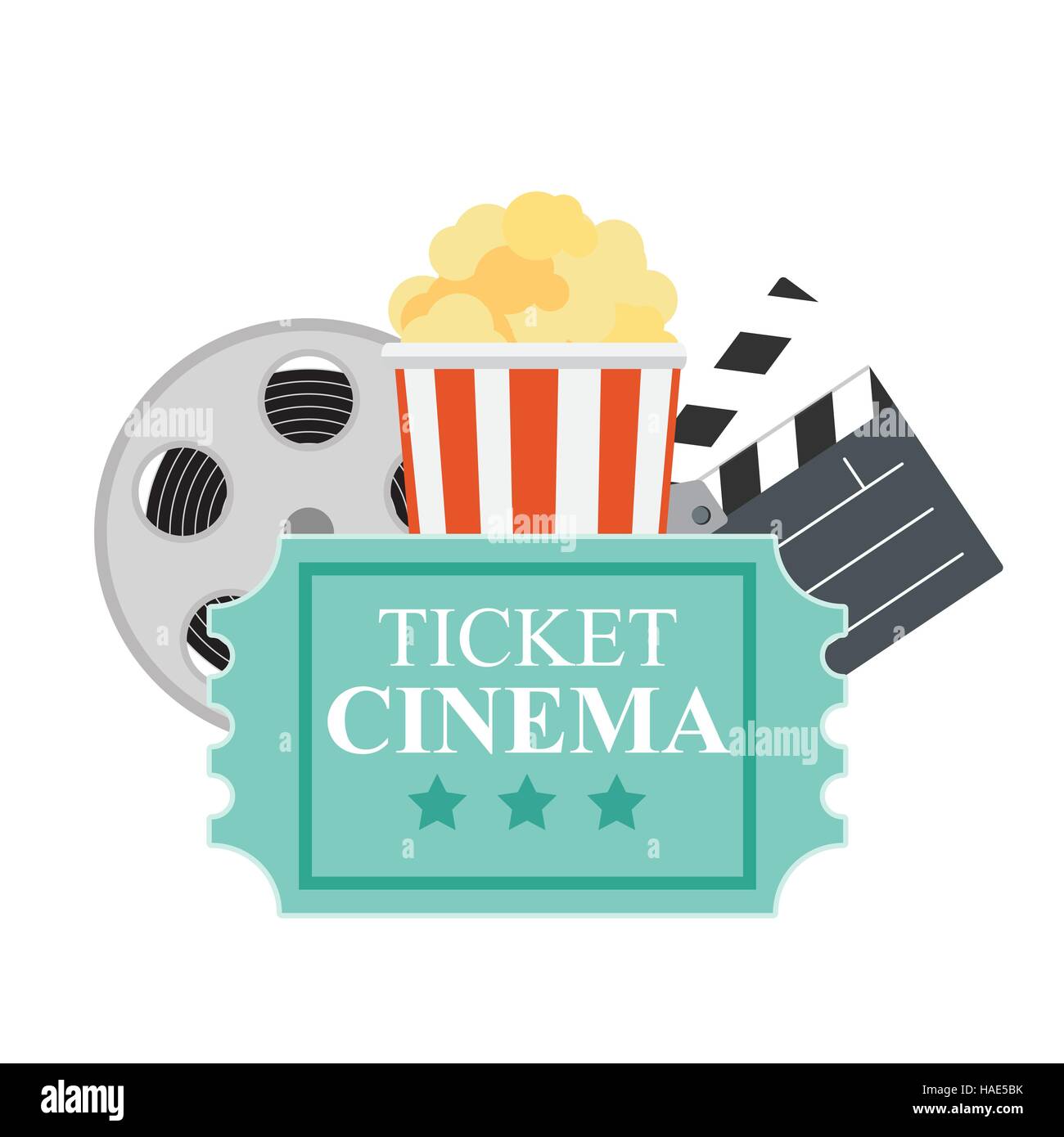Abstract Cinema Flat Background with Reel, Old Style Ticket, Big Stock ...