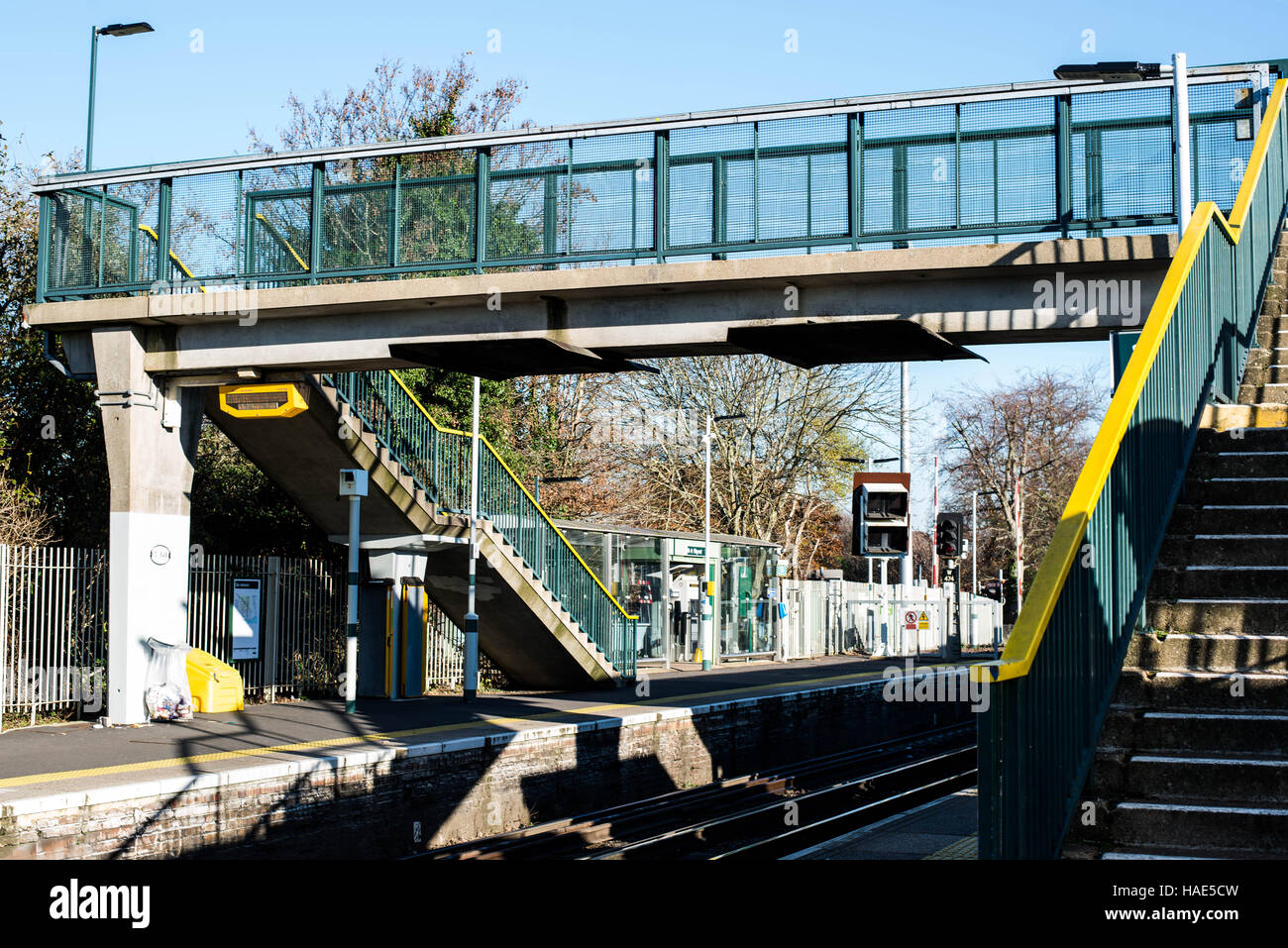 Passenger Foot Bridge Crossing Railway Tracks Stock Photo - Alamy