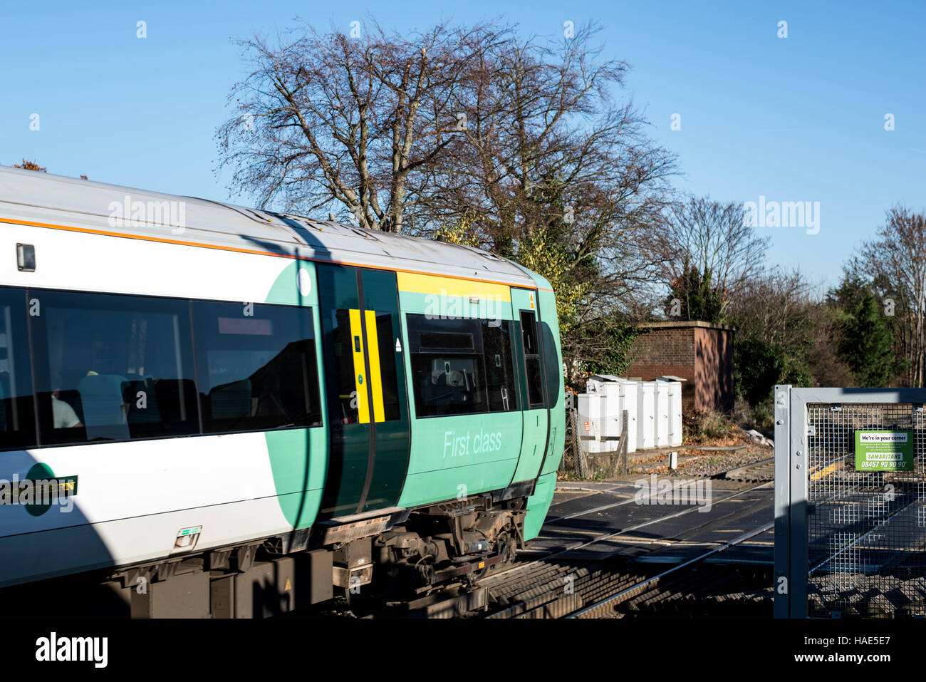 Southern Railways Train Approaching a Station Stock Photo - Alamy