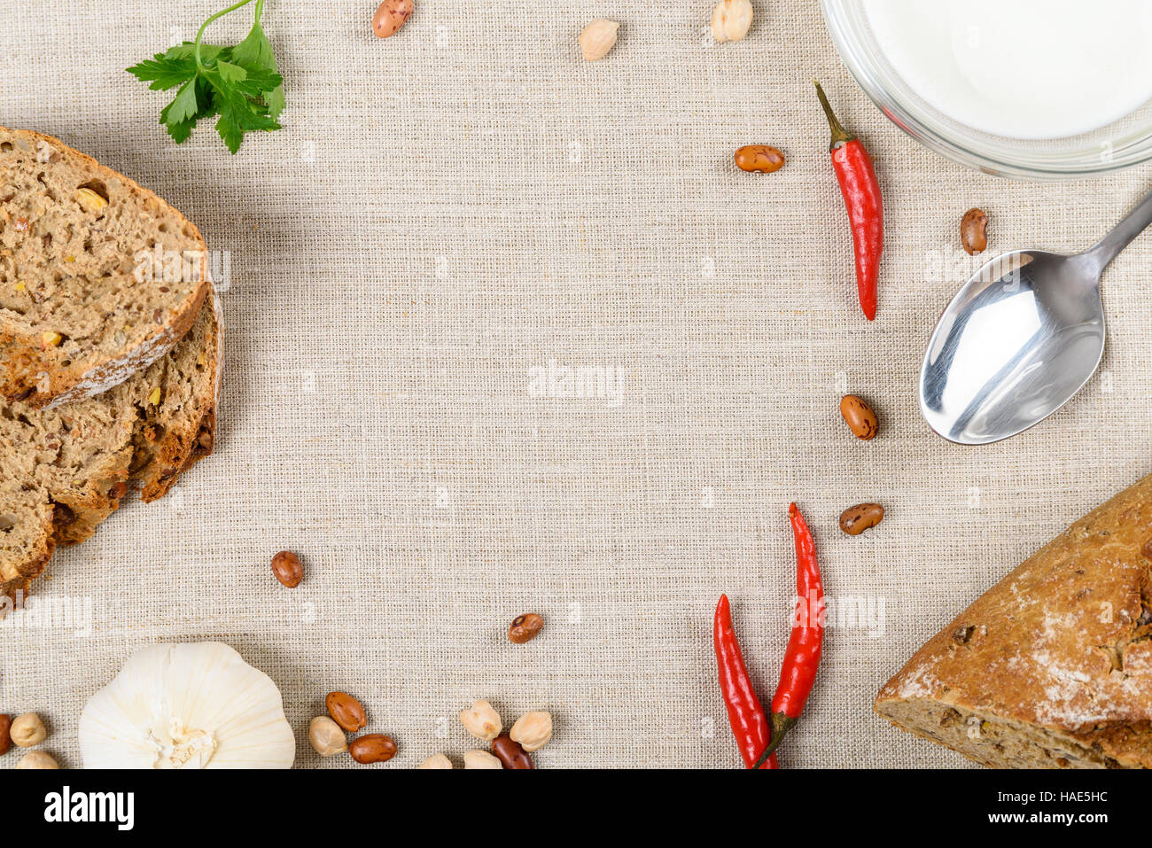 Top View Of Table With Food Ingredients And Copy-Space Stock Photo - Alamy