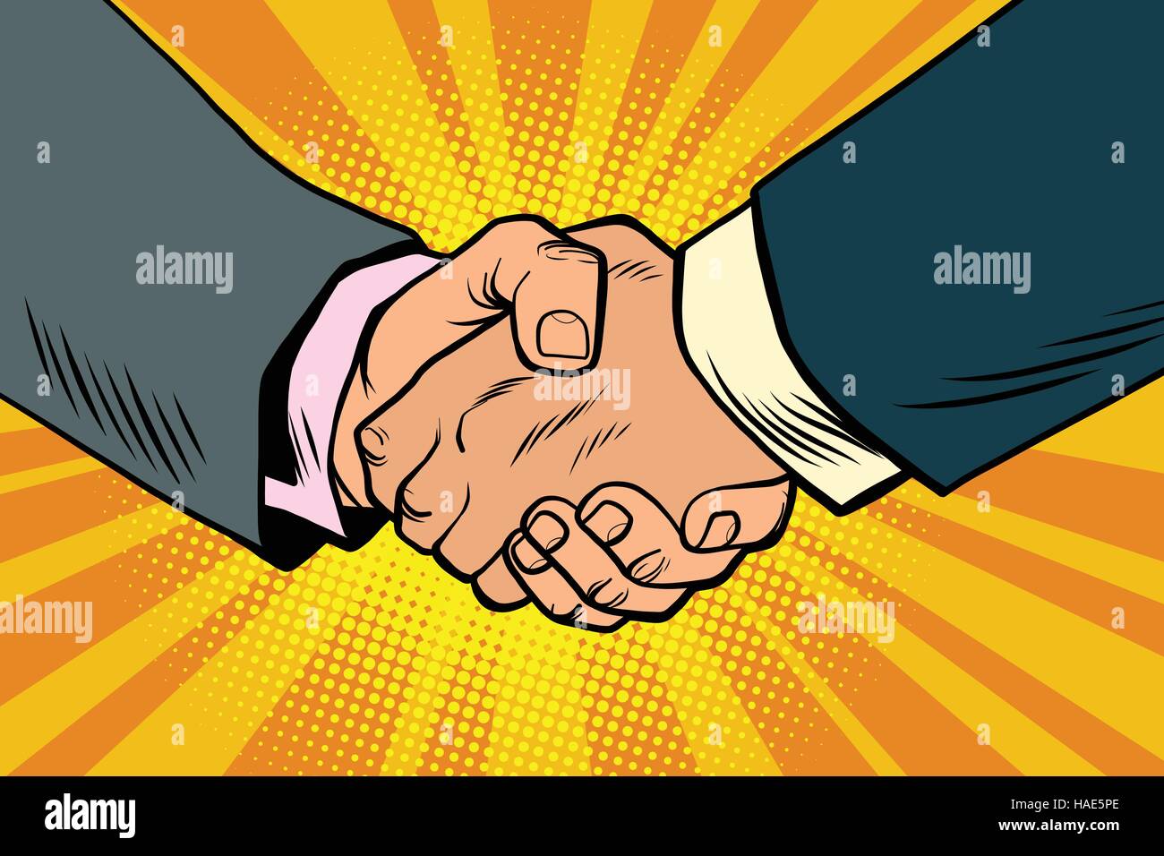 Handshake business people pop art Stock Vector Images - Alamy