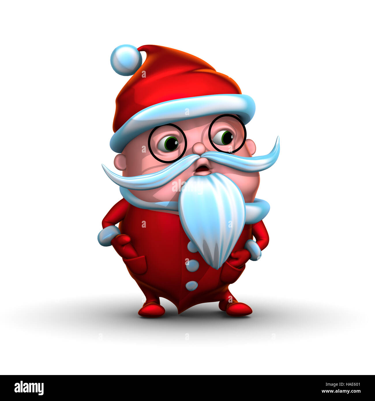 Cute playful little Santa Clause, isolated on white background (3D ...