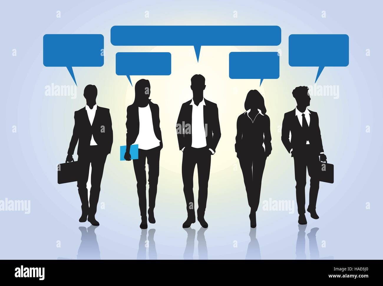 Business People Group Silhouette Speech Chat Bubbles Communication ...