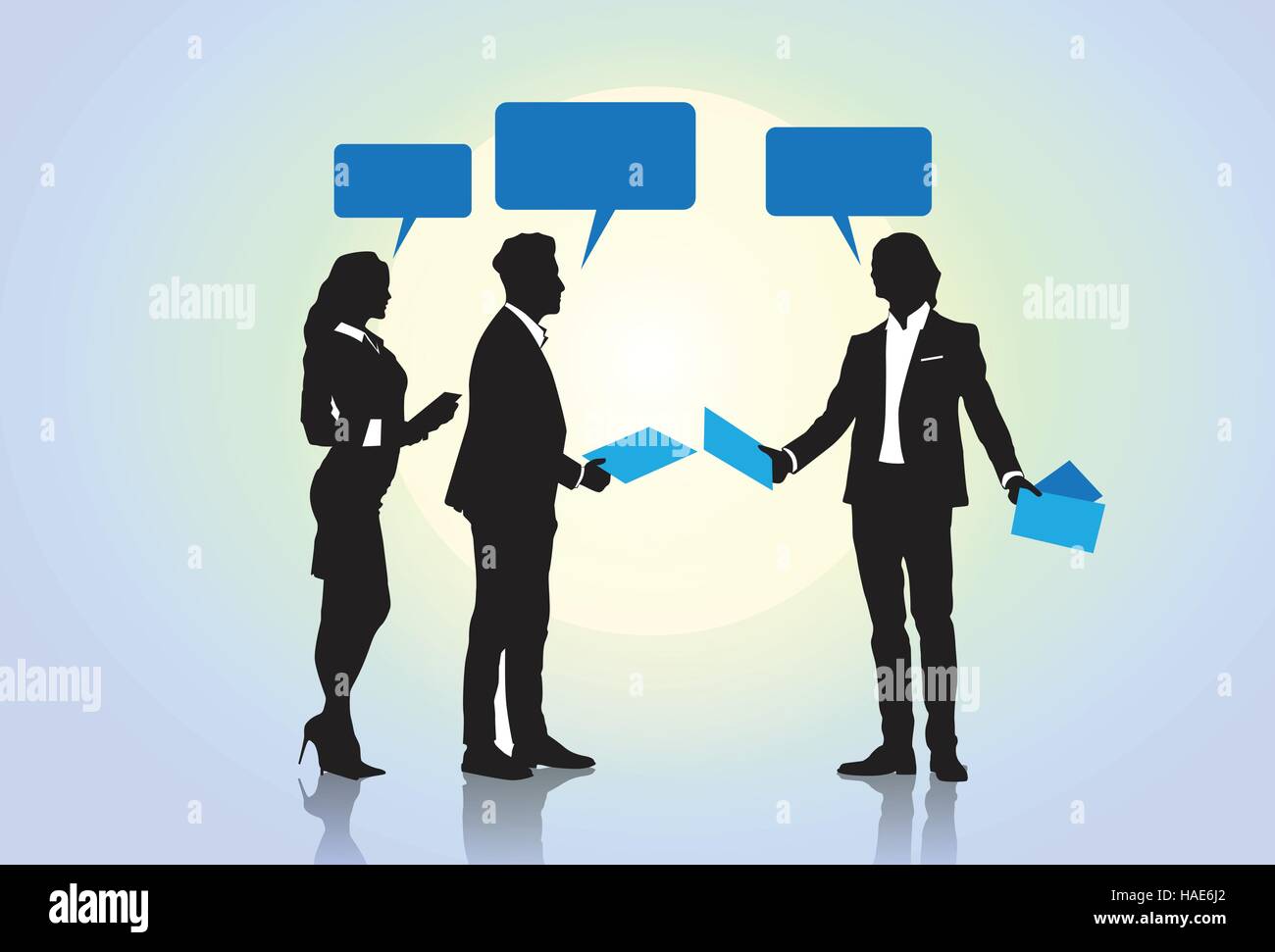 Business People Group Silhouette Speech Chat Bubbles Communication ...