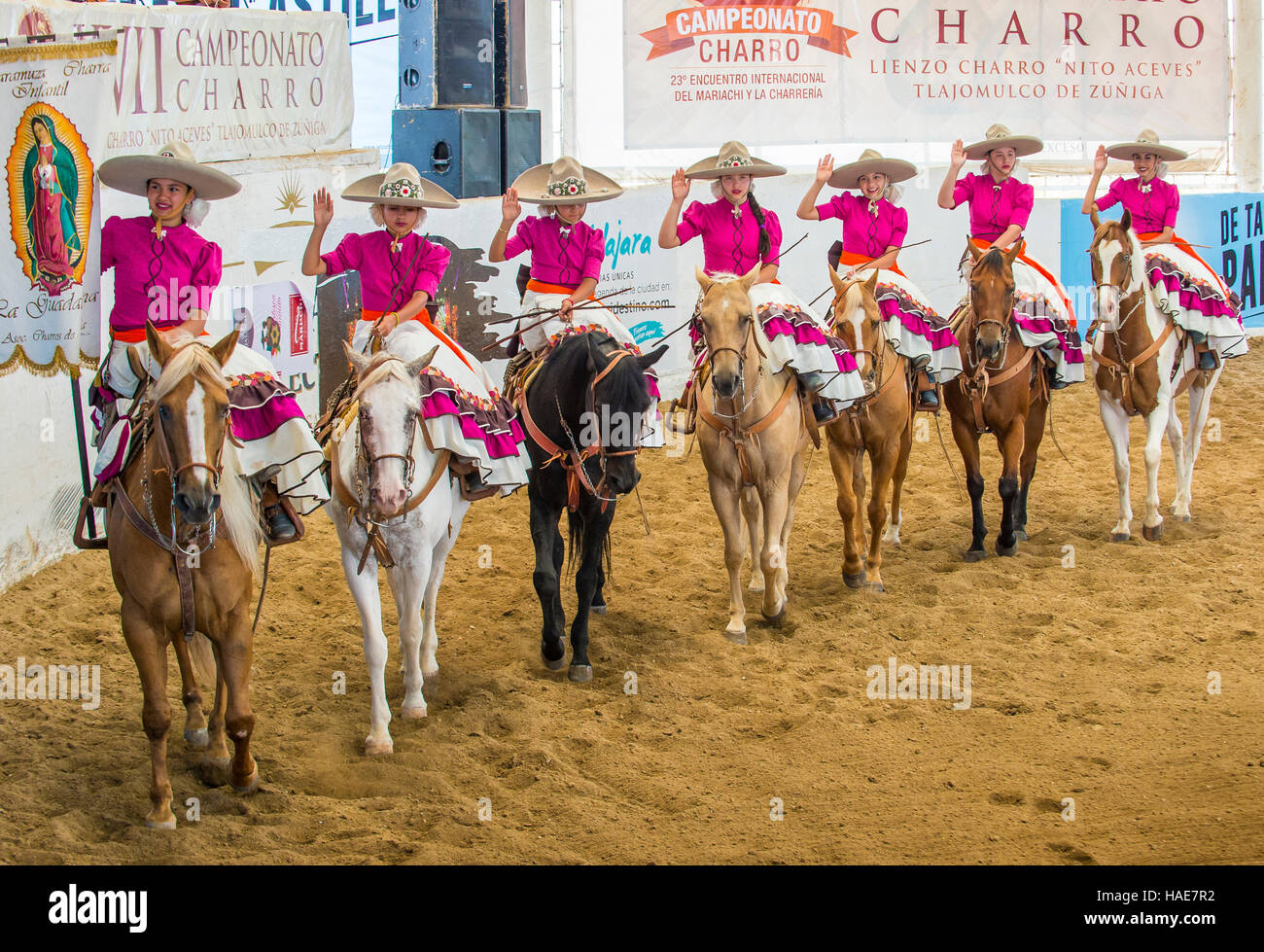 Charras participate 23rd international mariachi hi-res stock ...