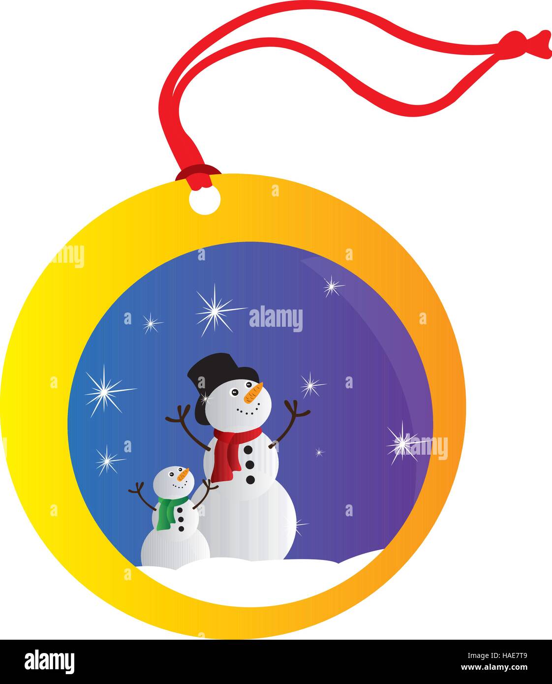Isolated christmas label with a pair of snowmen, Vector illustration ...