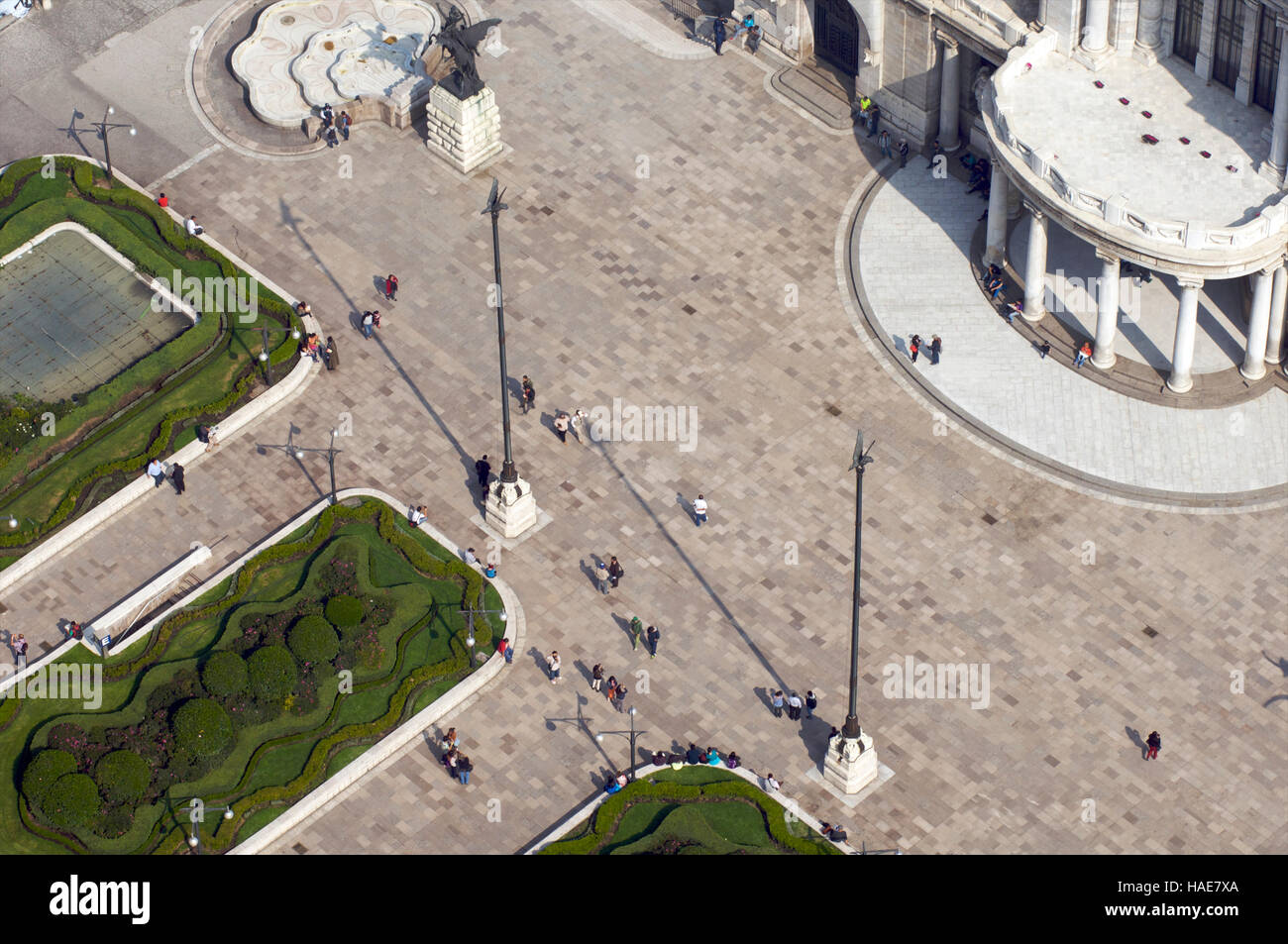 Birds eye view of Palace of Fine Arts in Mexico City seen from Torre ...