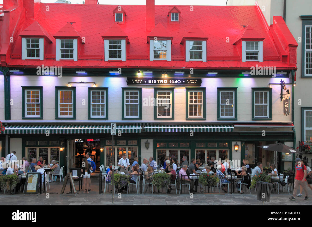 Canada, Quebec City, Rue Sainte-Anne, restaurant, people Stock Photo ...