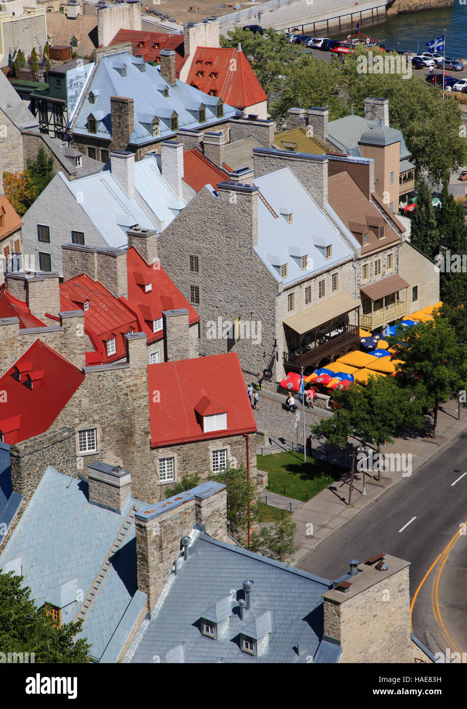 Canada, Quebec City, lower town, roofs, aerial view Stock Photo - Alamy