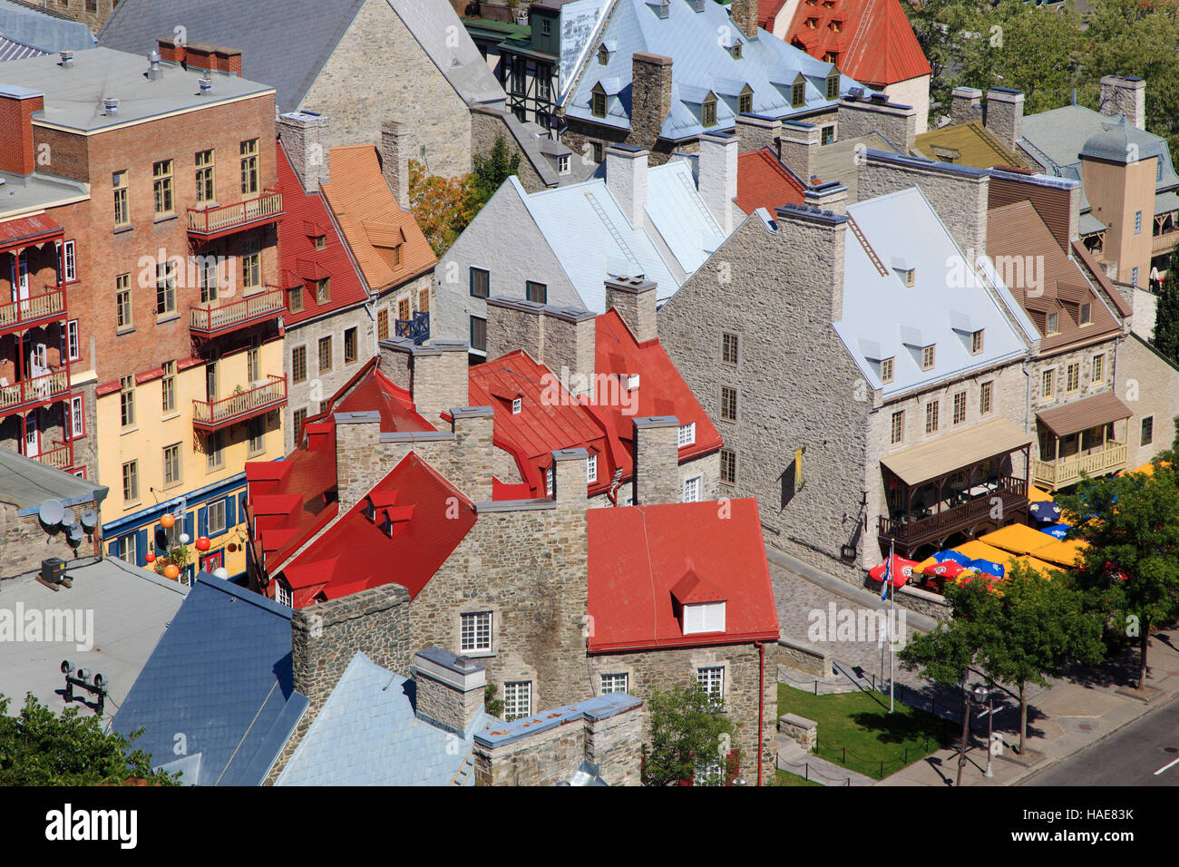 Canada, Quebec City, lower town, roofs, aerial view Stock Photo - Alamy