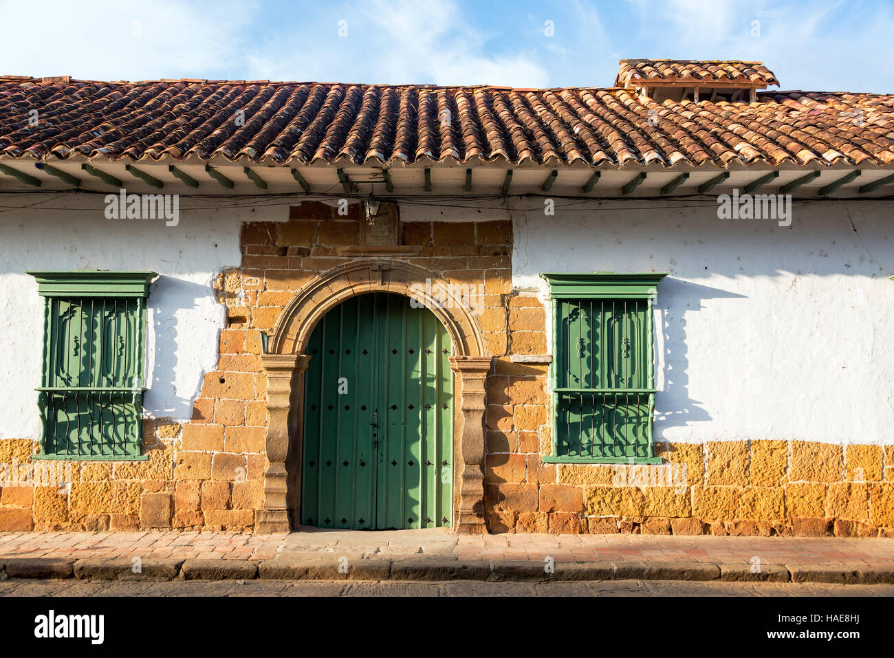 Historic colonial architecture in the town of Barichara, Colombia in ...