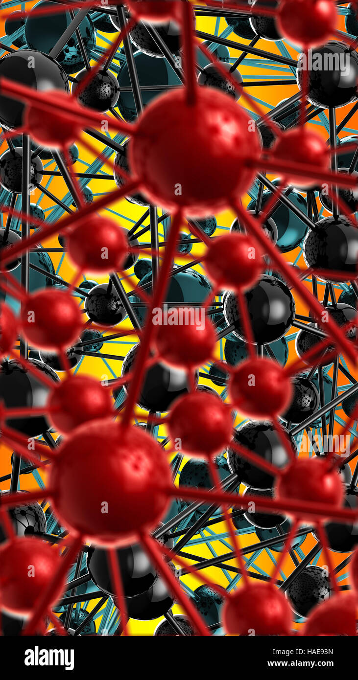 black and red Molecular geometric chaos abstract structure. Science ...