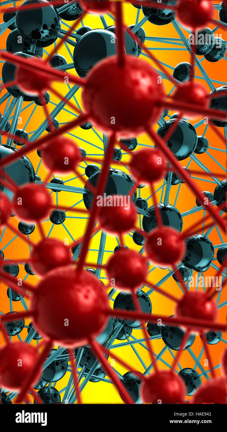 black and red Molecular geometric chaos abstract structure. Science ...