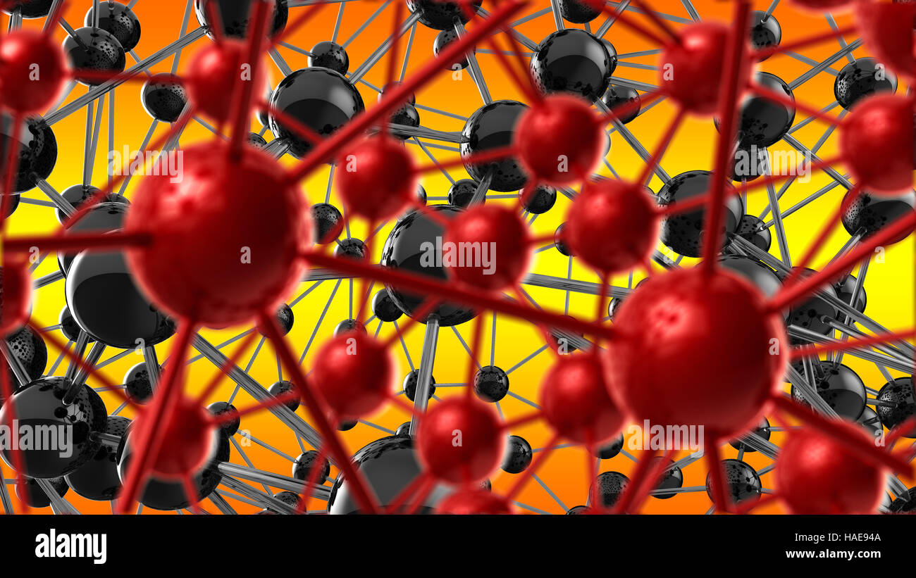 black and red Molecular geometric chaos abstract structure. Science ...