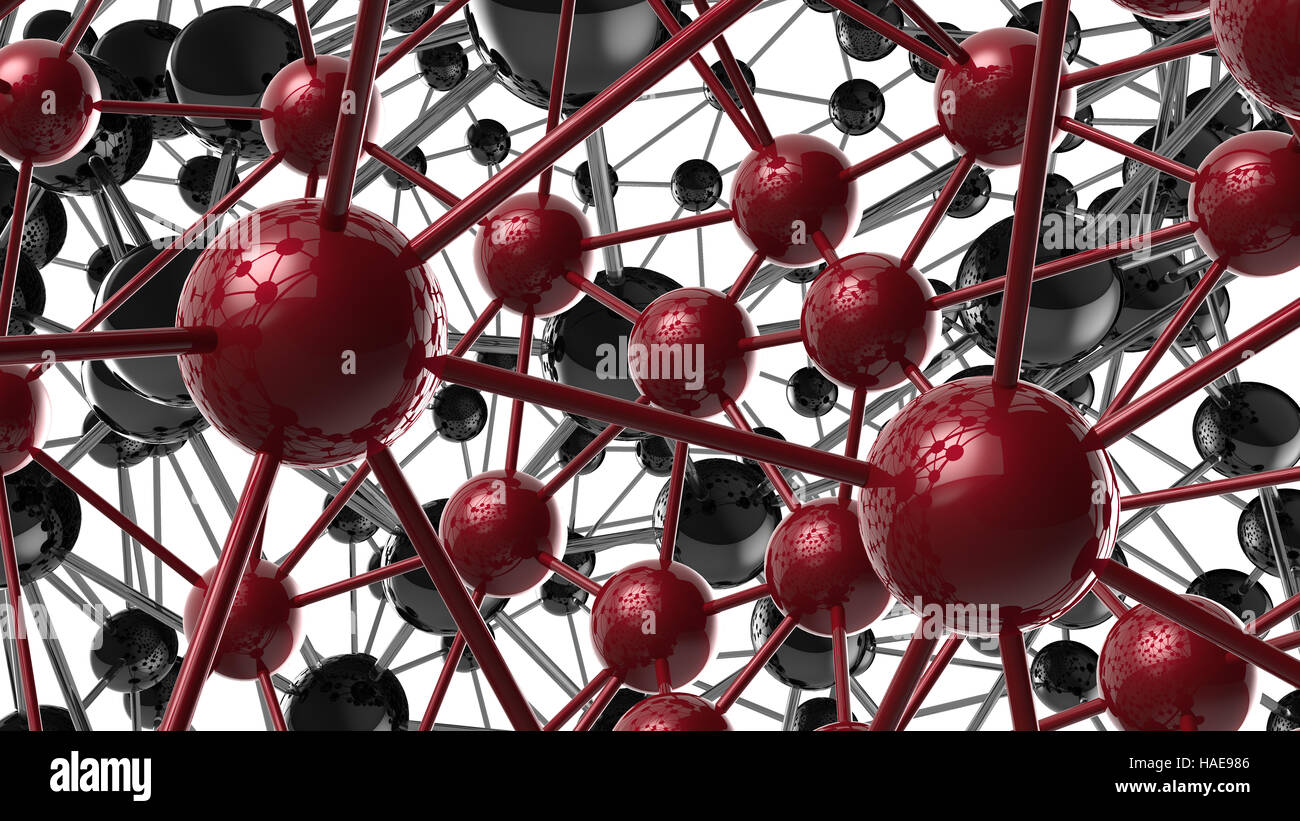 black and red Molecular geometric chaos abstract structure. Science ...