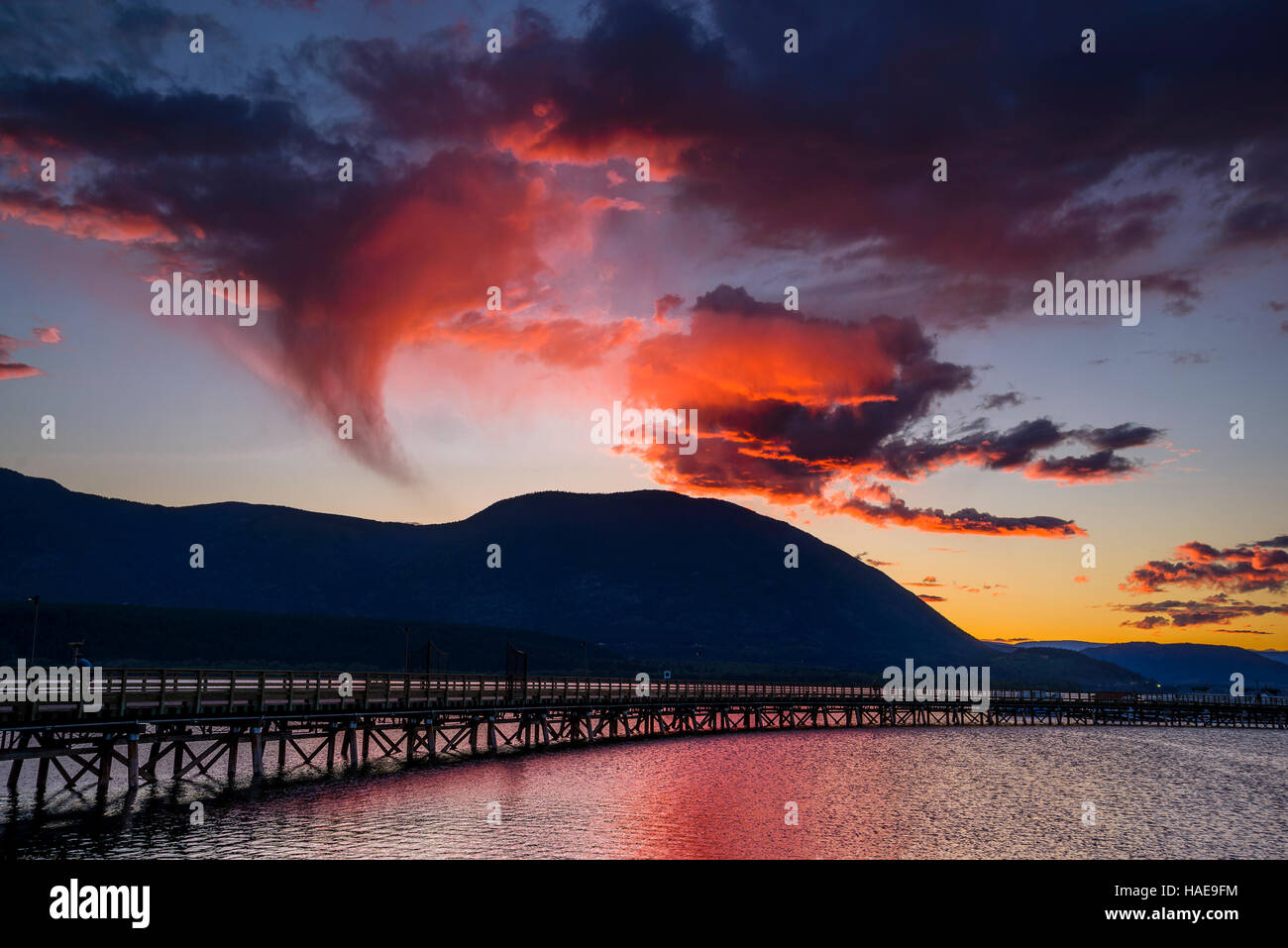 British columbia canada salmon arm shuswap lake sunset hi-res stock ...