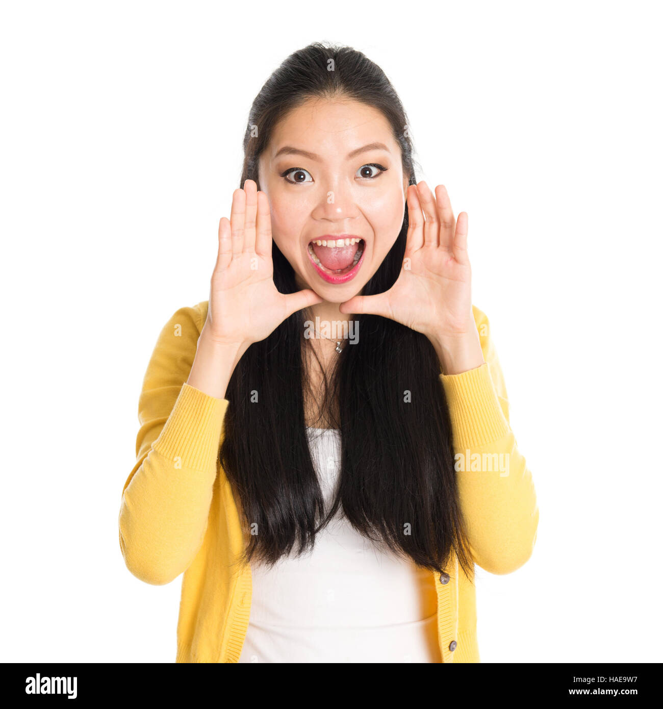 Female camera shocked Cut Out Stock Images & Pictures - Alamy