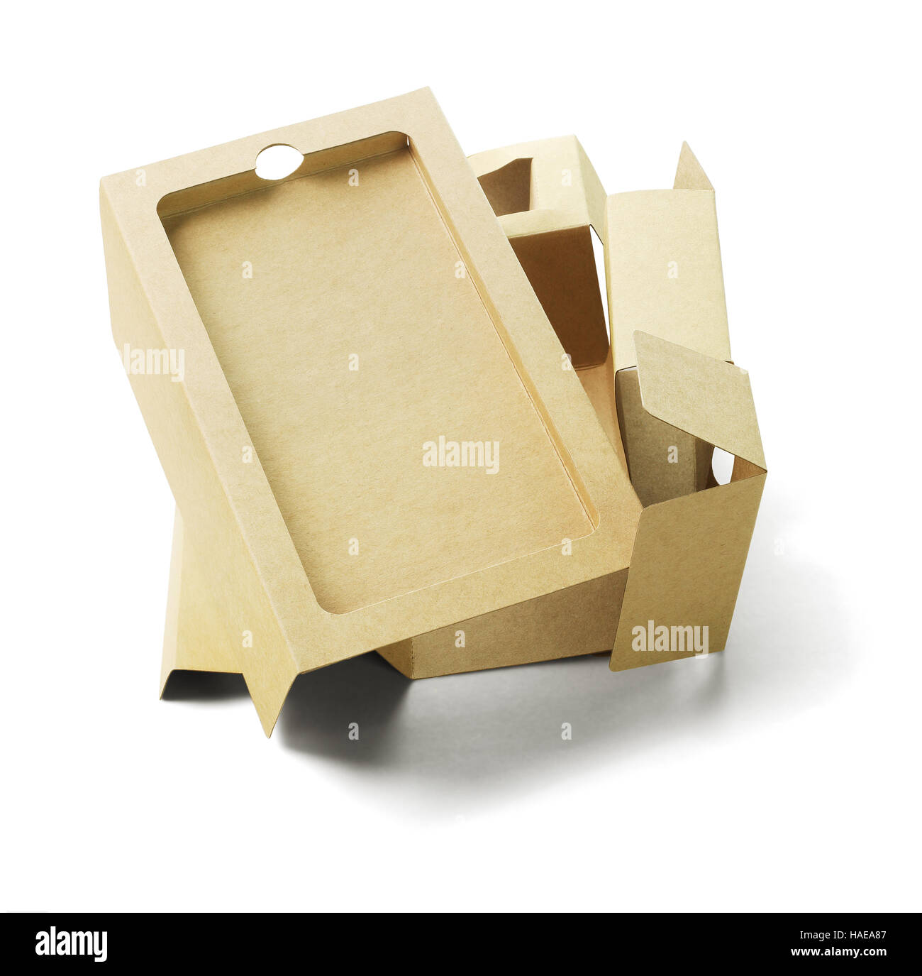 Discarded Smart Phone Packaging Cardboard For Recycling on White ...