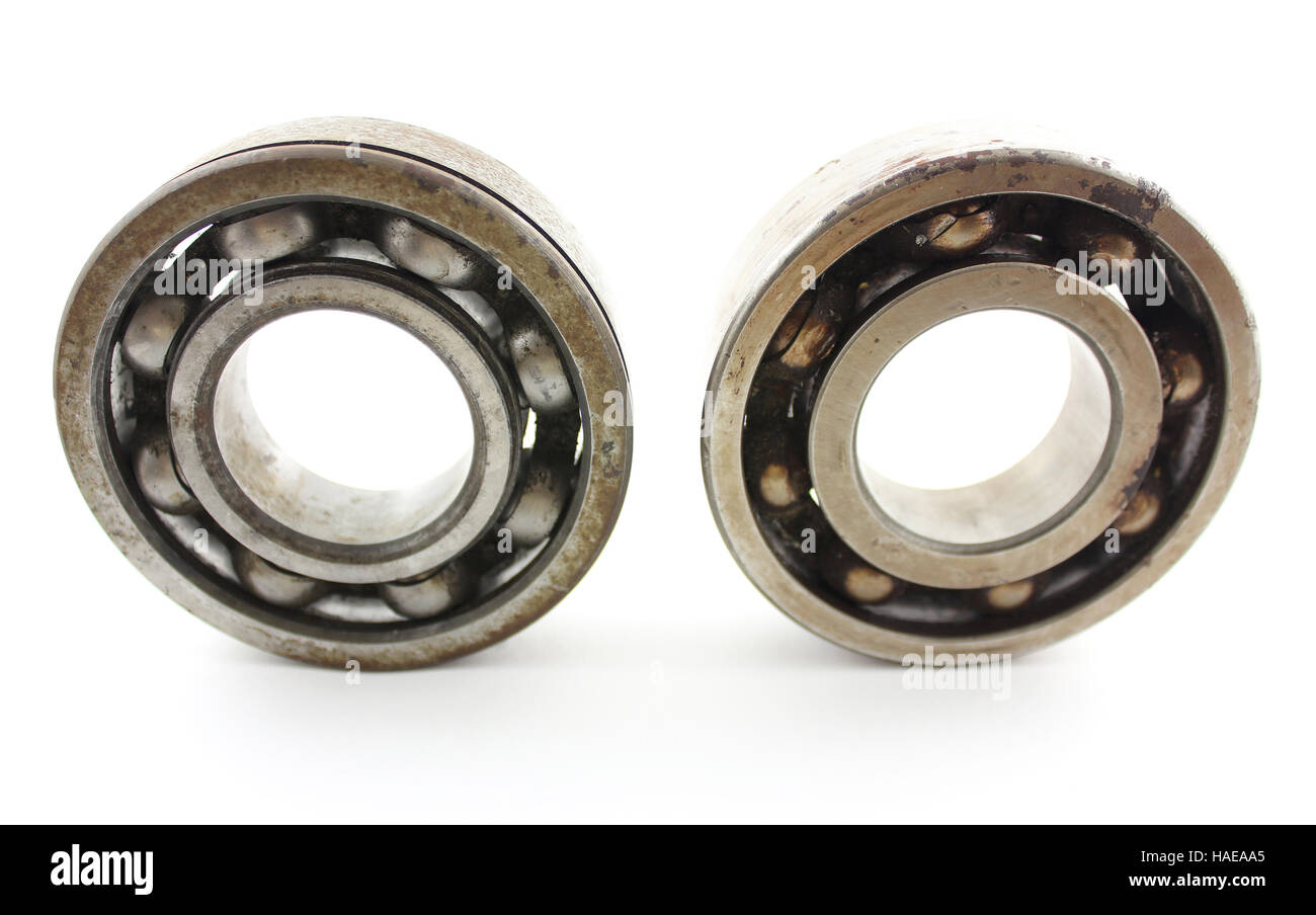Two old rusty bearing on a white background Stock Photo - Alamy