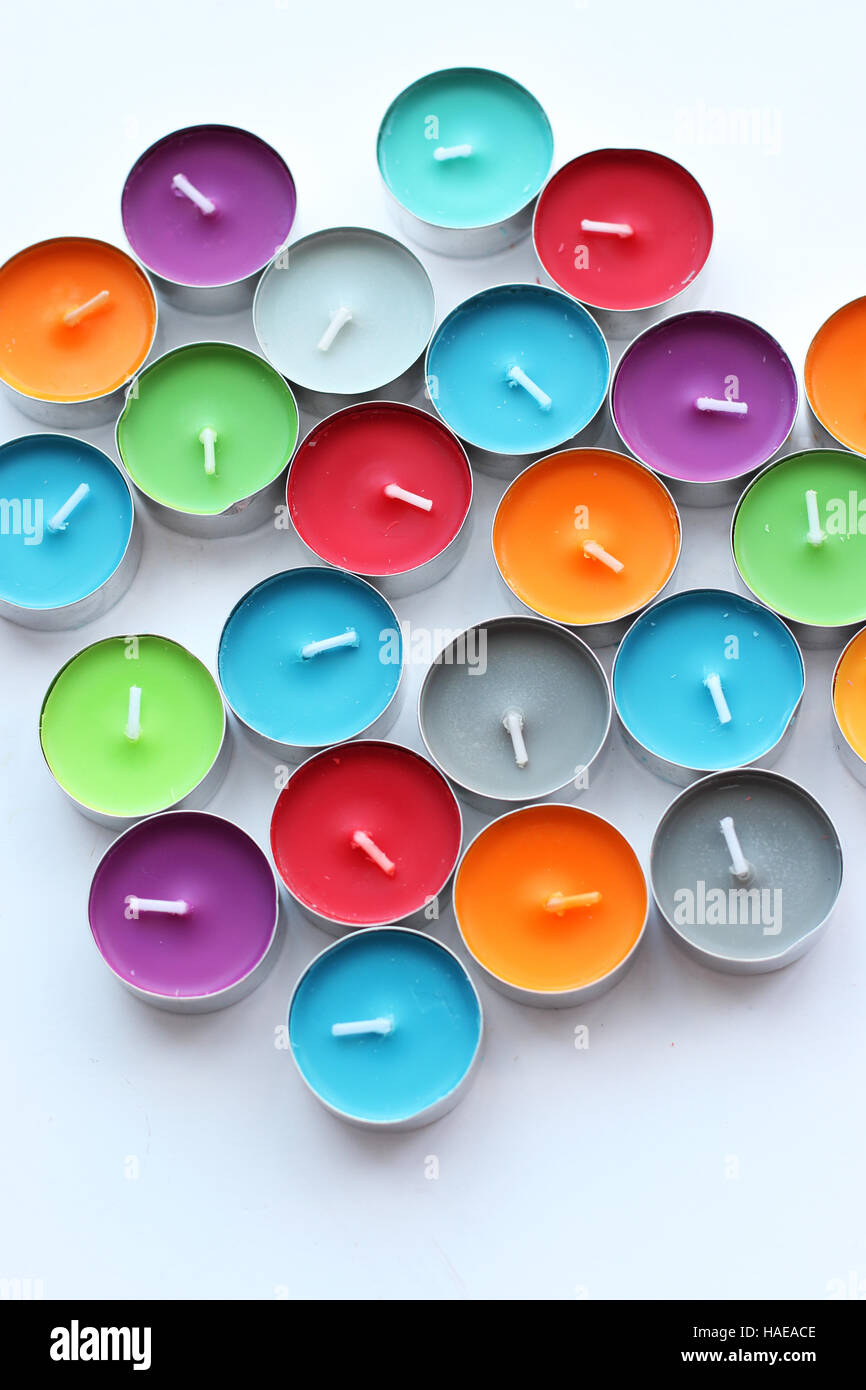 Colorful scented candles Stock Photo - Alamy