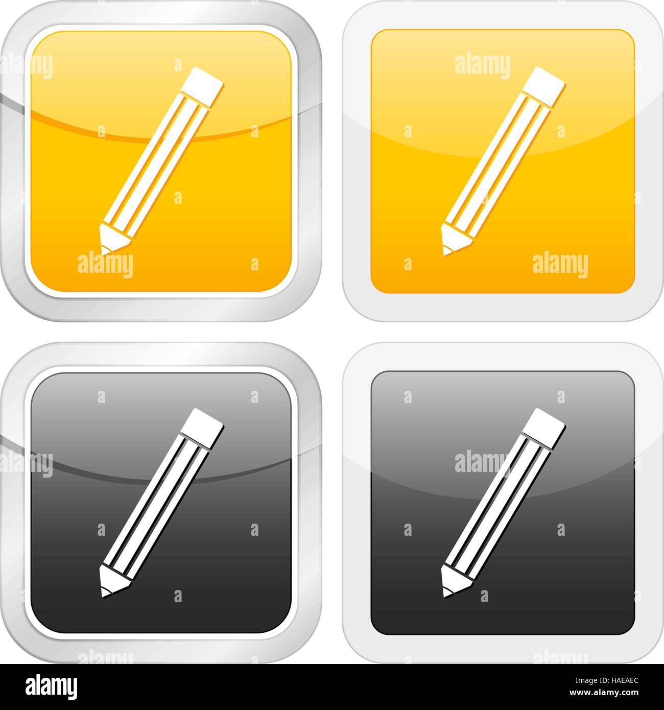 square icon pencil set on white background. Vector illustration Stock ...