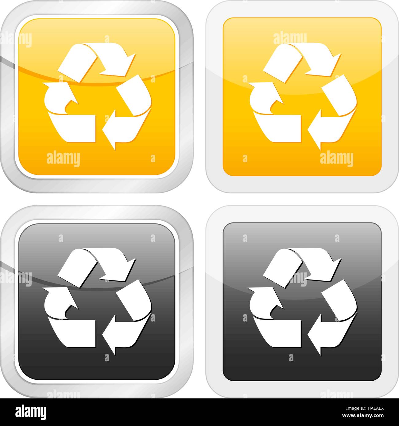 square icon recycle symbol set on white background. Vector illustration ...