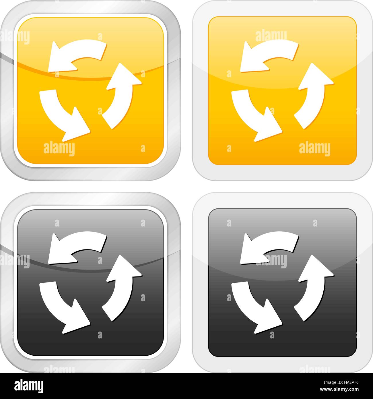 square icon recycle set on white background. Vector illustration Stock ...