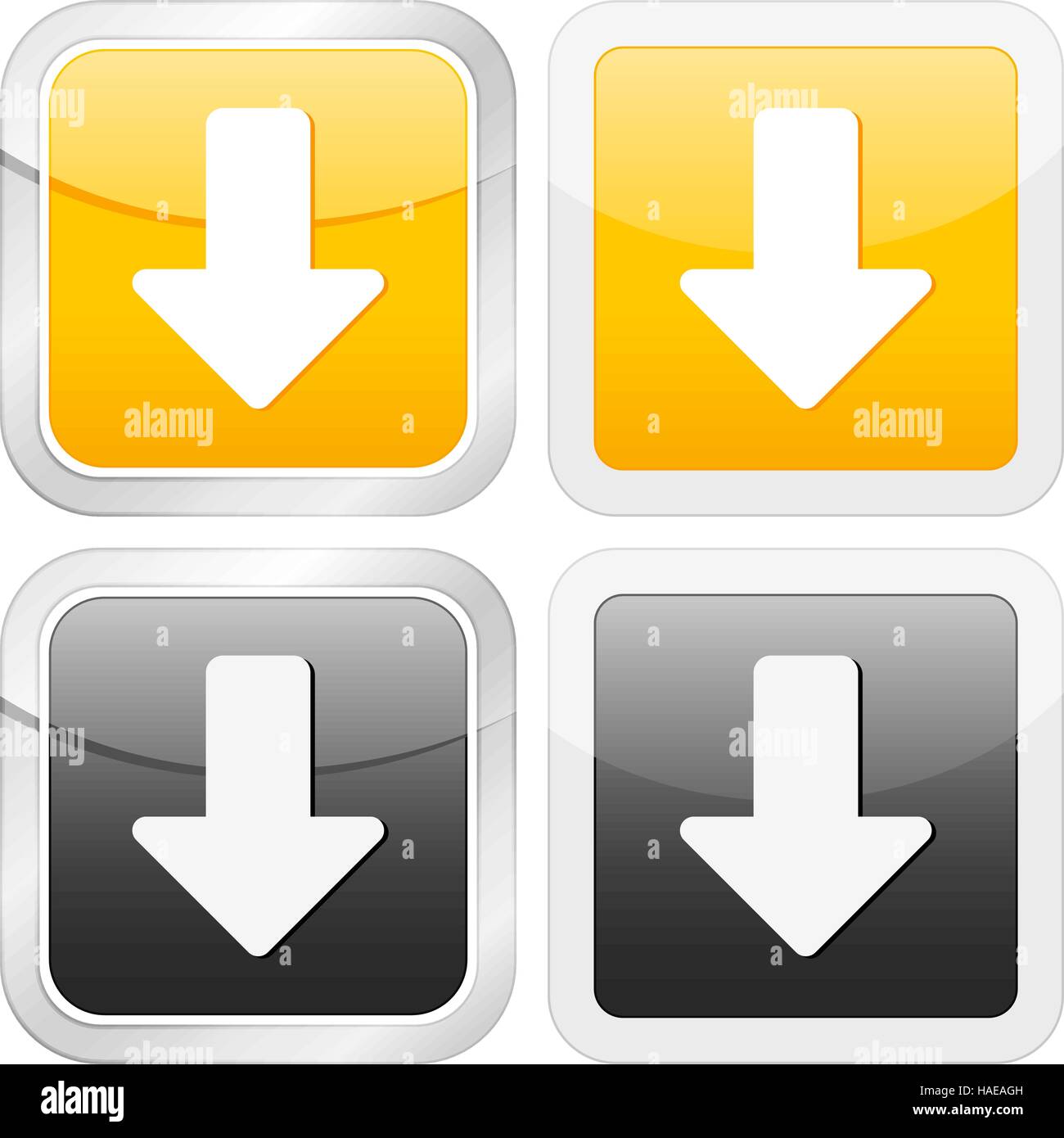 square icon arrow down set on white background. Vector illustration ...