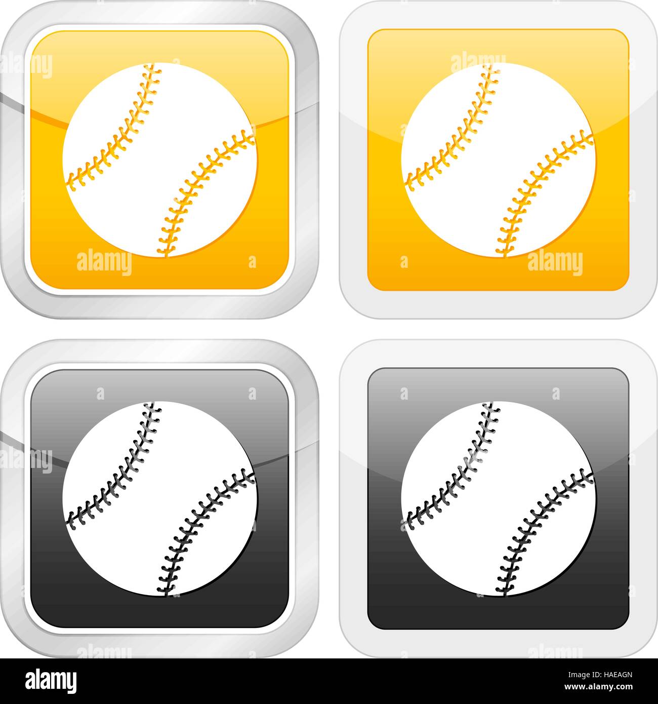 square icon baseball set on white background. Vector illustration Stock ...