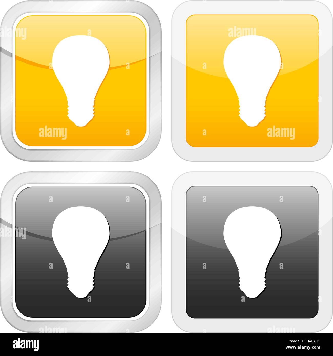 square icon bulb set on white background. Vector illustration Stock ...