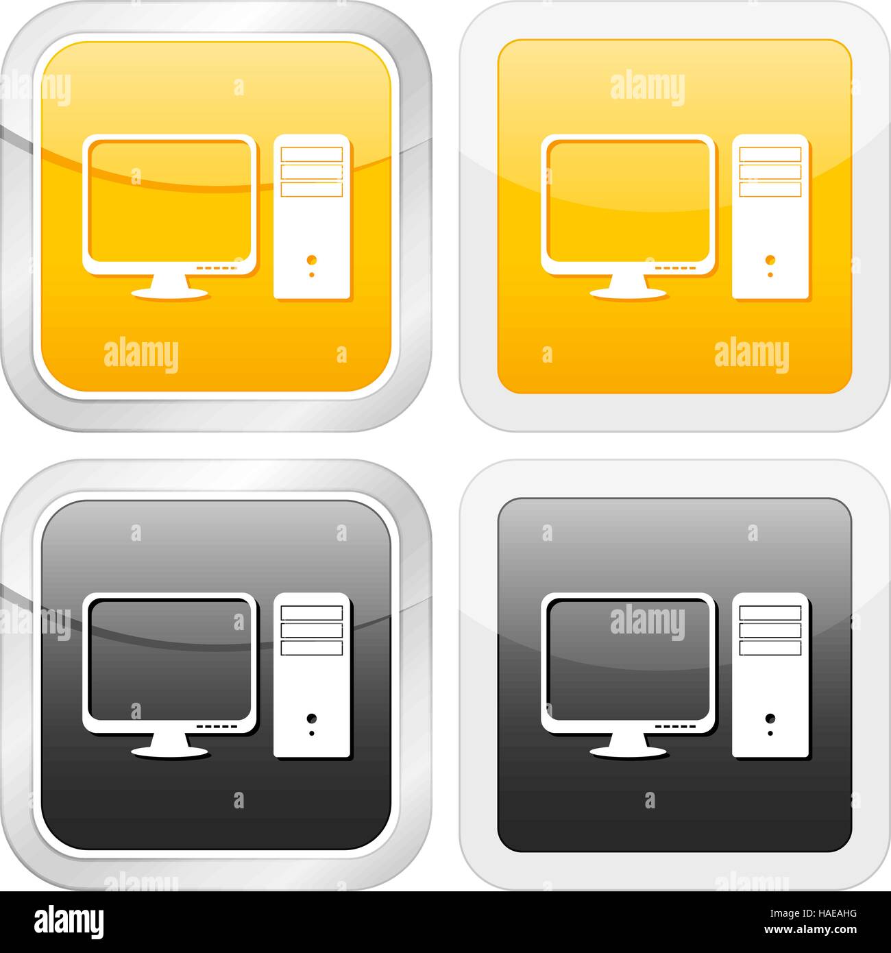 square icon computer set on white background. Vector illustration Stock ...