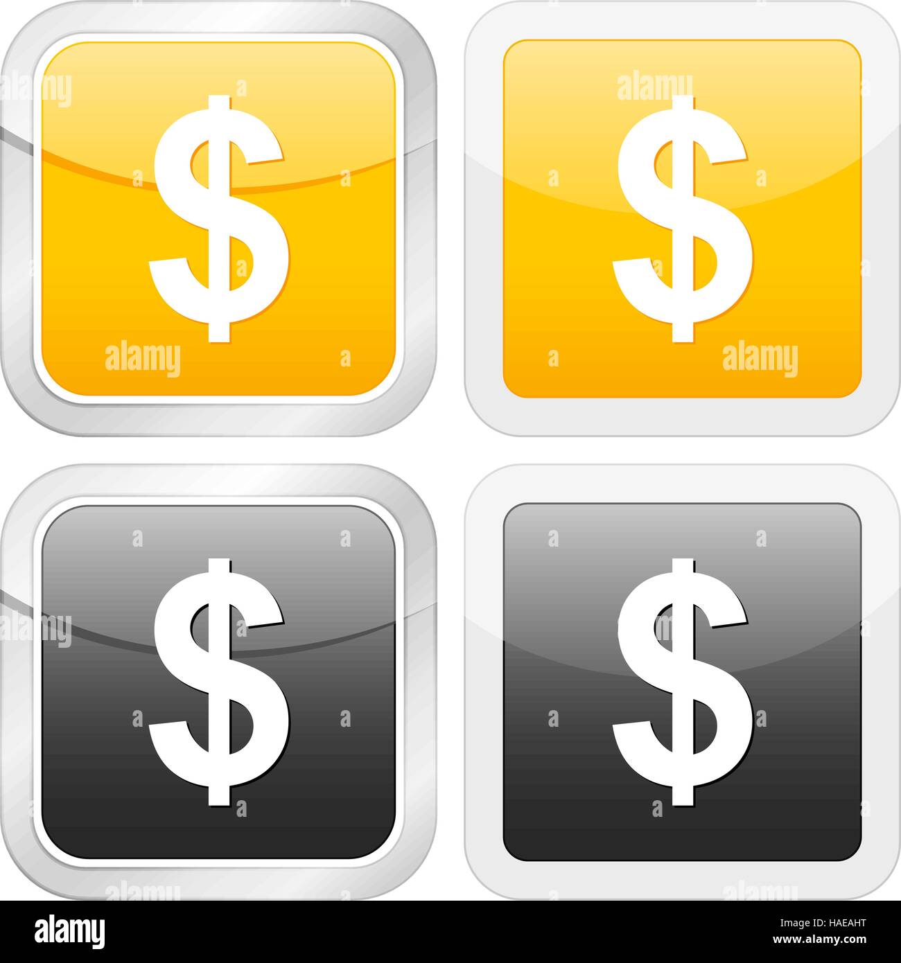 square icon dollar set on white background. Vector illustration Stock ...