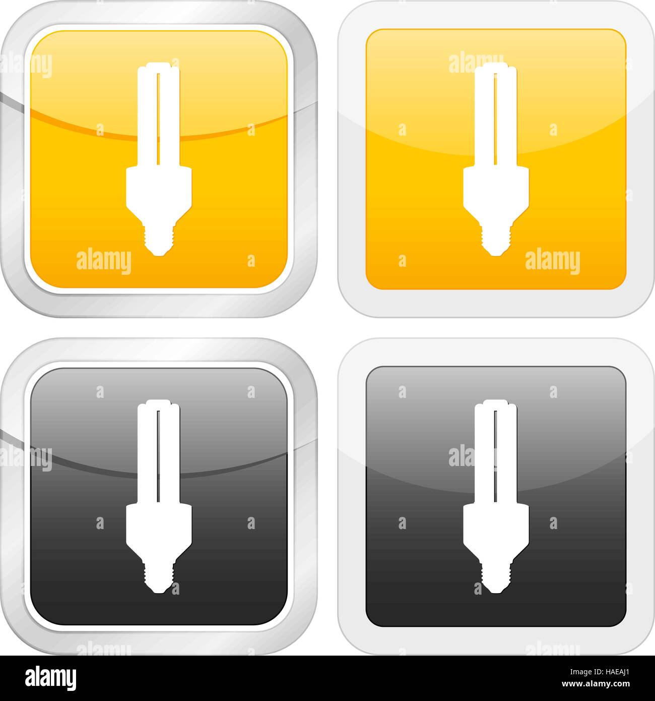 square icon energy saving bulb set on white background. Vector ...