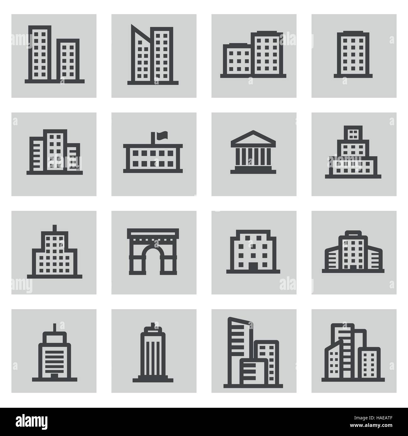 Vector line building icons set on grey background Stock Vector Image ...