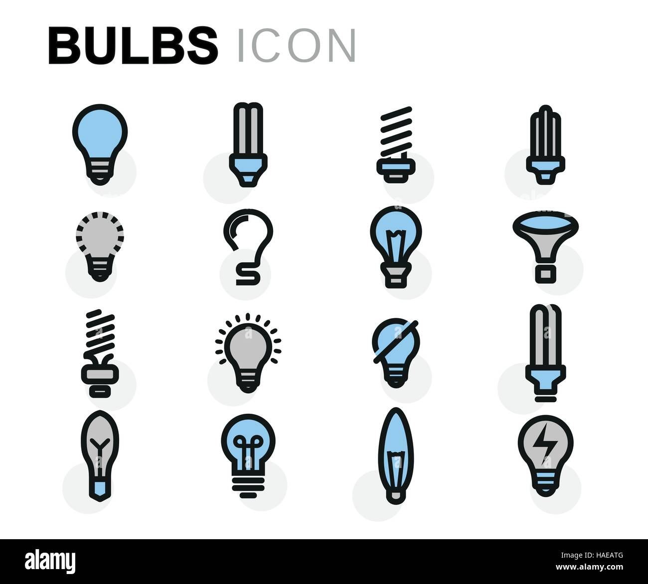 Vector flat bulbs icons set on white background Stock Vector Image ...