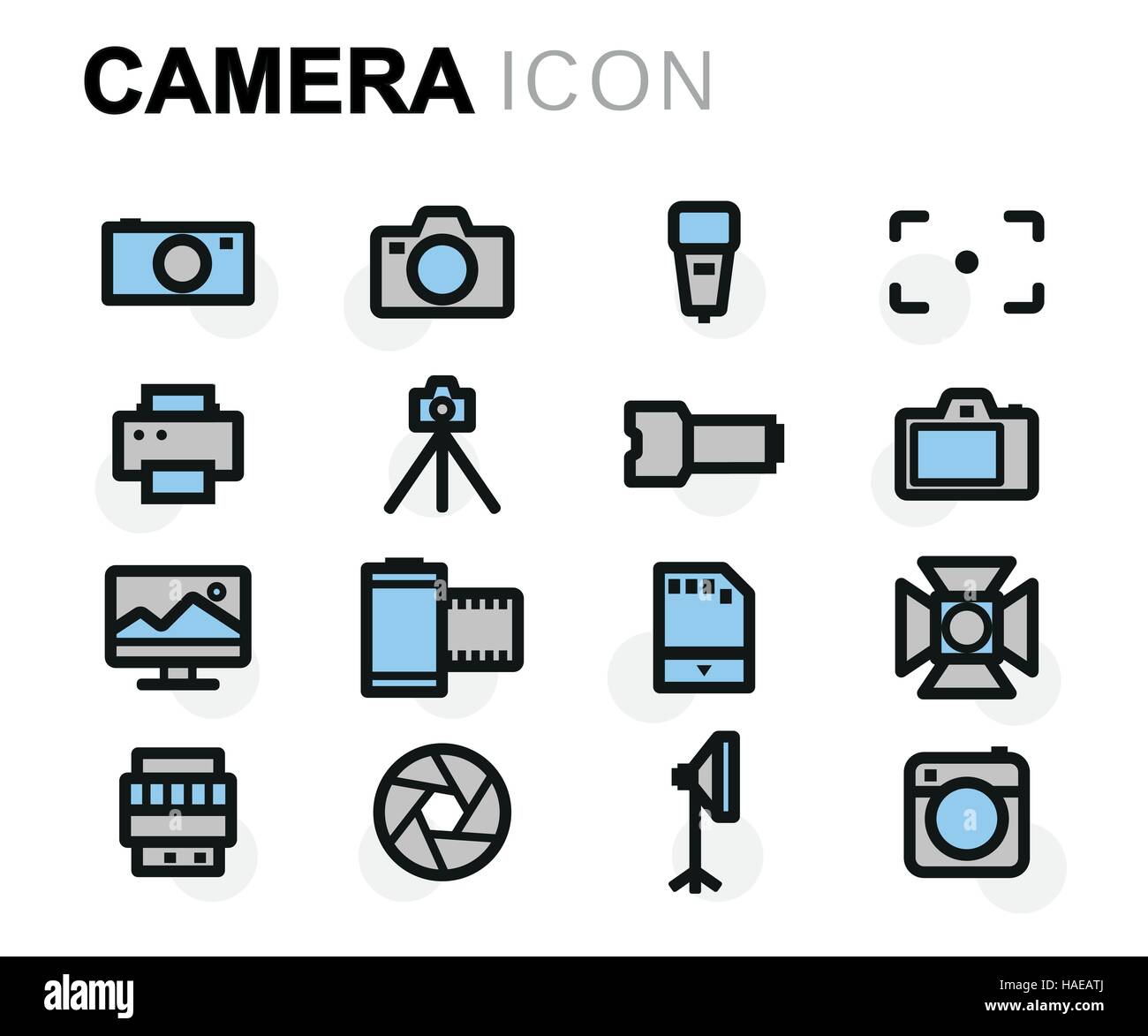 Vector flat camera icons set on white background Stock Vector Image ...