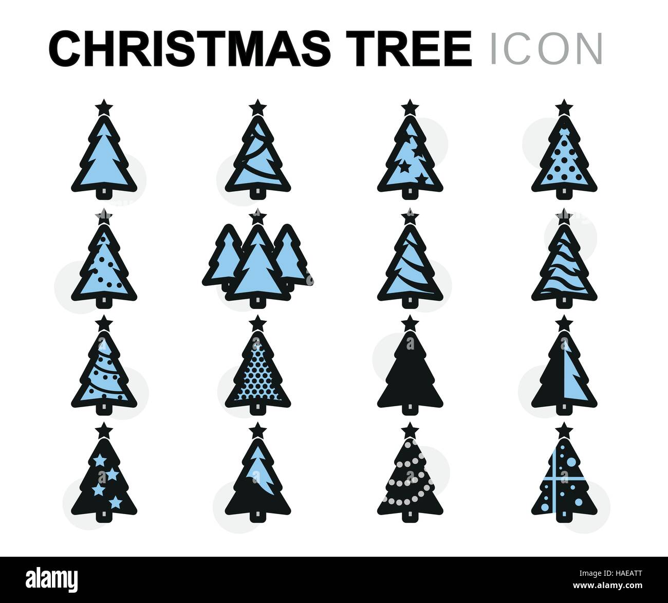 Vector flat christmas tree icons set on white background Stock Vector ...