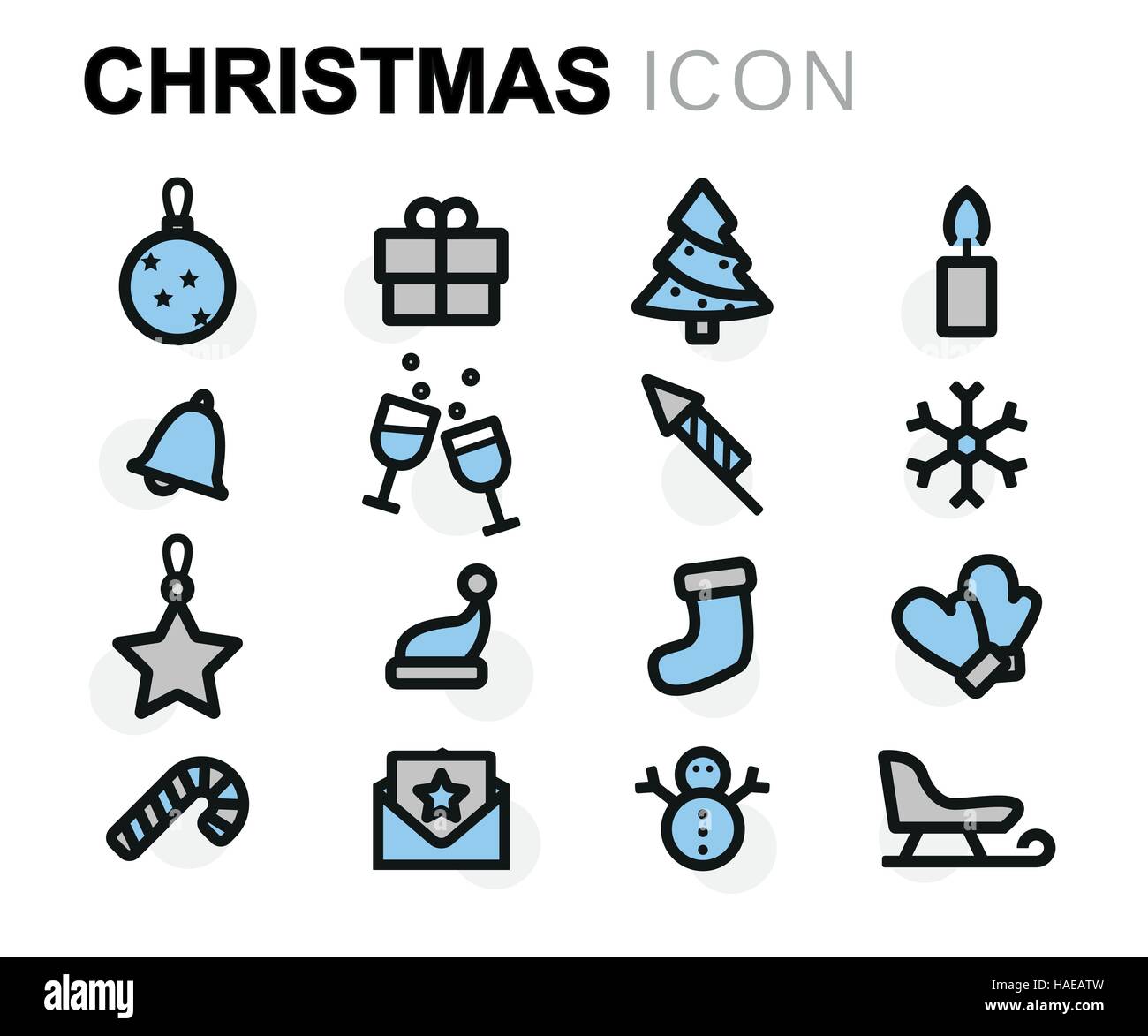 Vector flat christmas icons set on white background Stock Vector Image ...