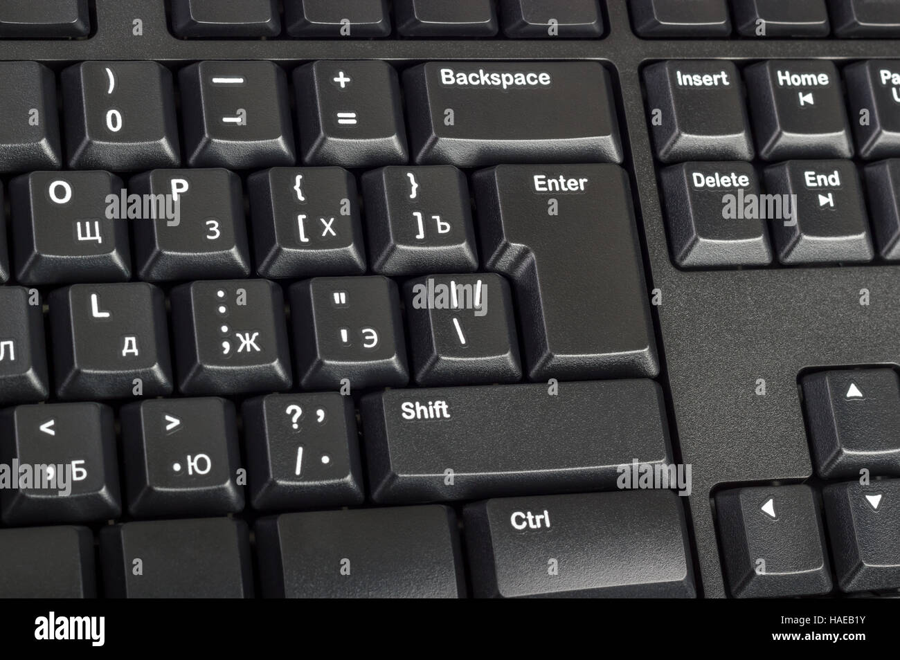 Electronic collection - close-up black computer keyboard with russian ...
