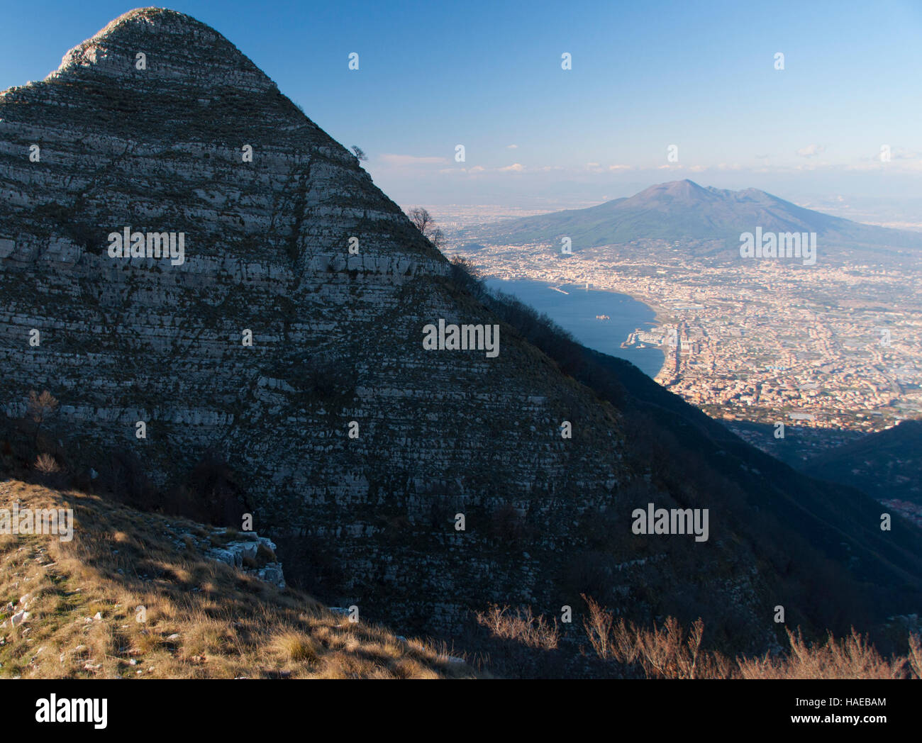 Evening light on Mount Vesuvius and the Metropolitan City of Naples ...