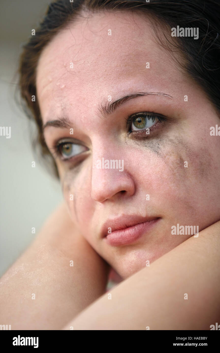 Portrait of the lonely crying girl Stock Photo - Alamy