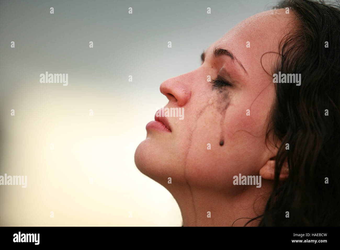 Girl Running In Rain Crying