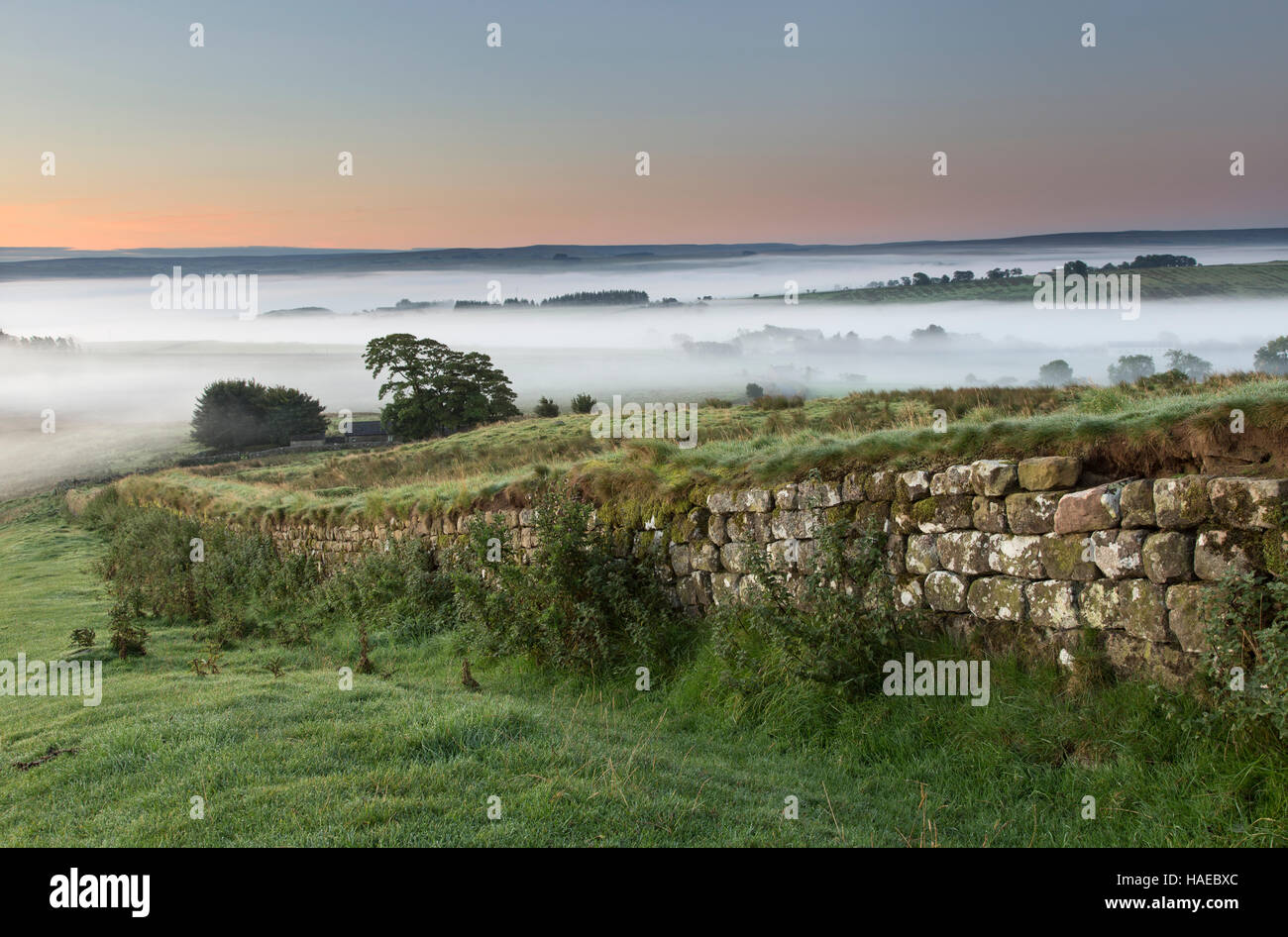 Beautiful low-lying mist at dawn, looking south-west towards the South ...