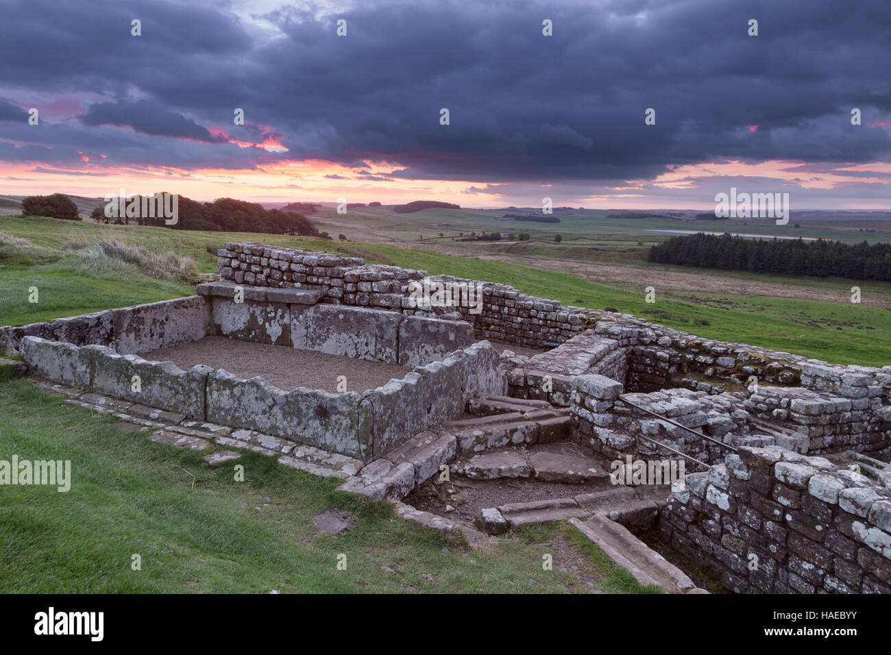 Housesteads Roman Fort, Hadrian's Wall - remains of a section of the ...