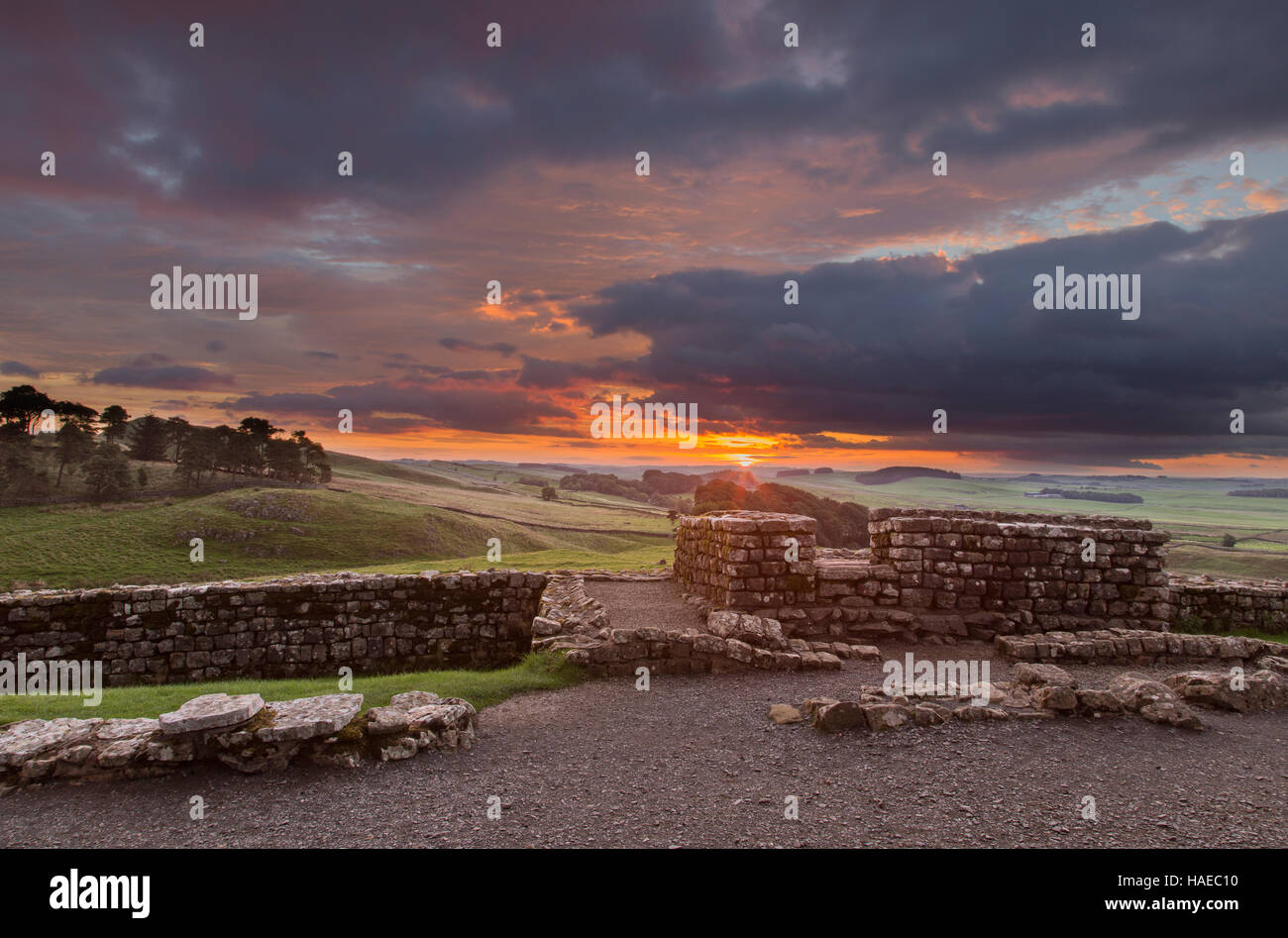 Housesteads Roman Fort, Hadrian's Wall - remains of a late watchtower ...