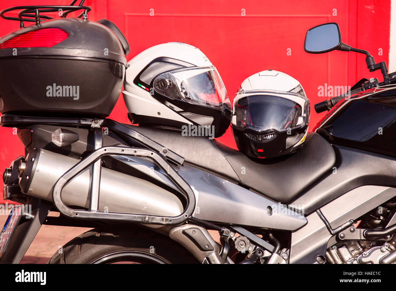 helmets and motorcycle Stock Photo - Alamy