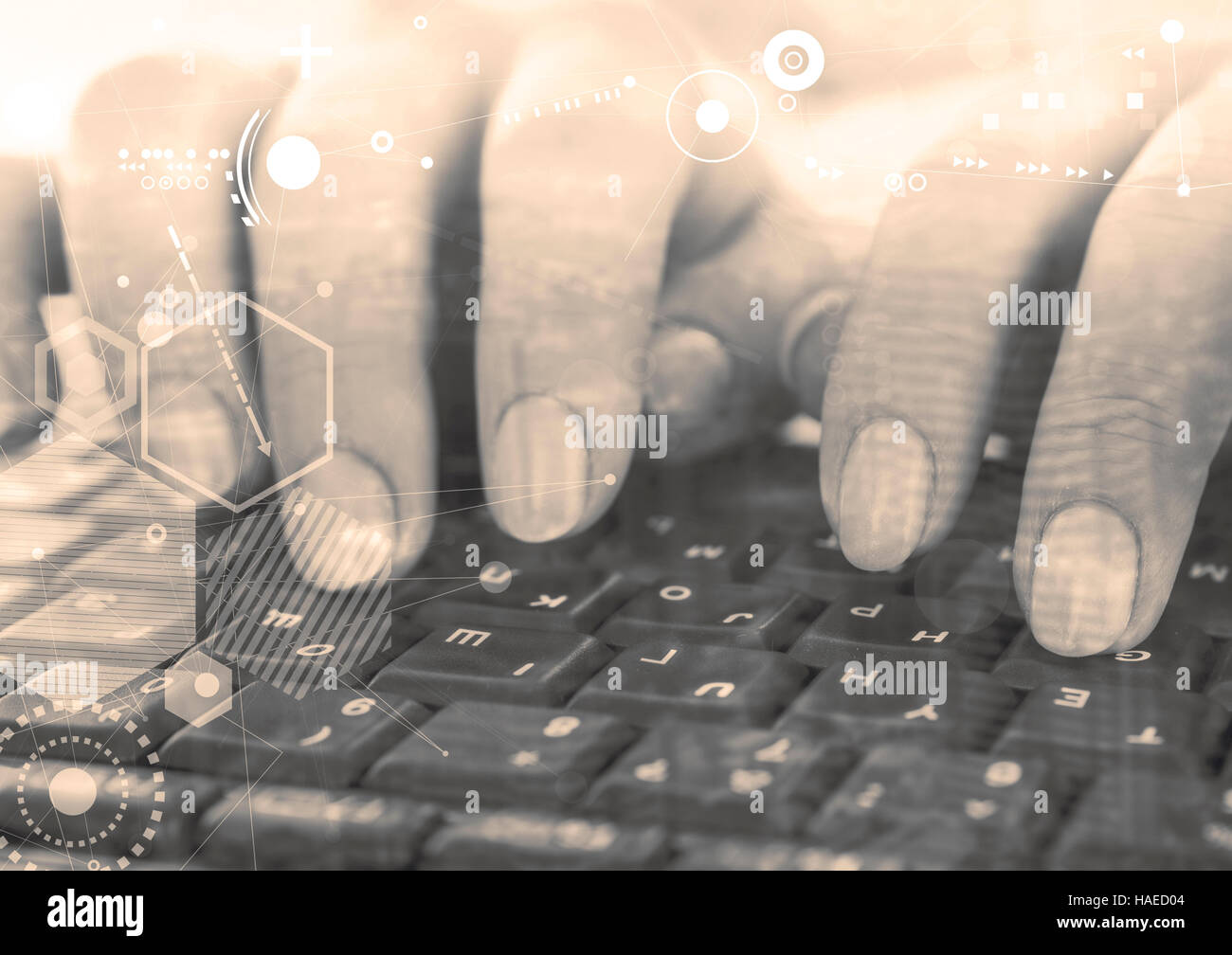 Closeup of hands on keyboard Stock Photo - Alamy